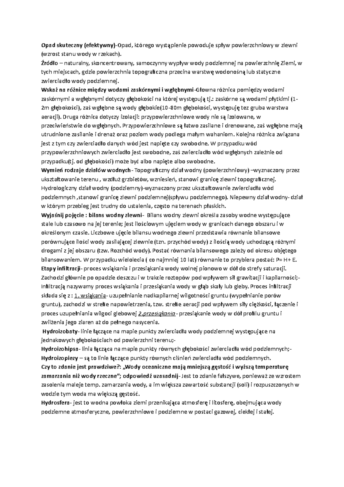 ściąga hydro - Opad skuteczny (efektywny)-Opad, którego wystąpienie ...