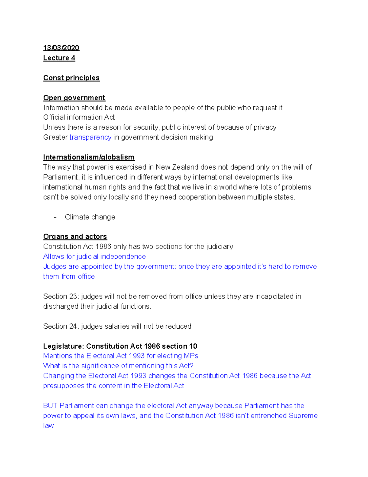 LAWS213-Lecture 4 - public law - Lecture 4 Const principles Open ...