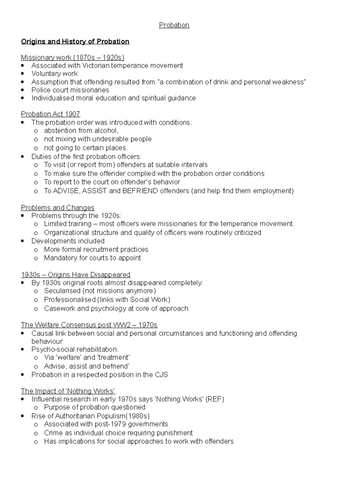Probation Origins and History - Studocu