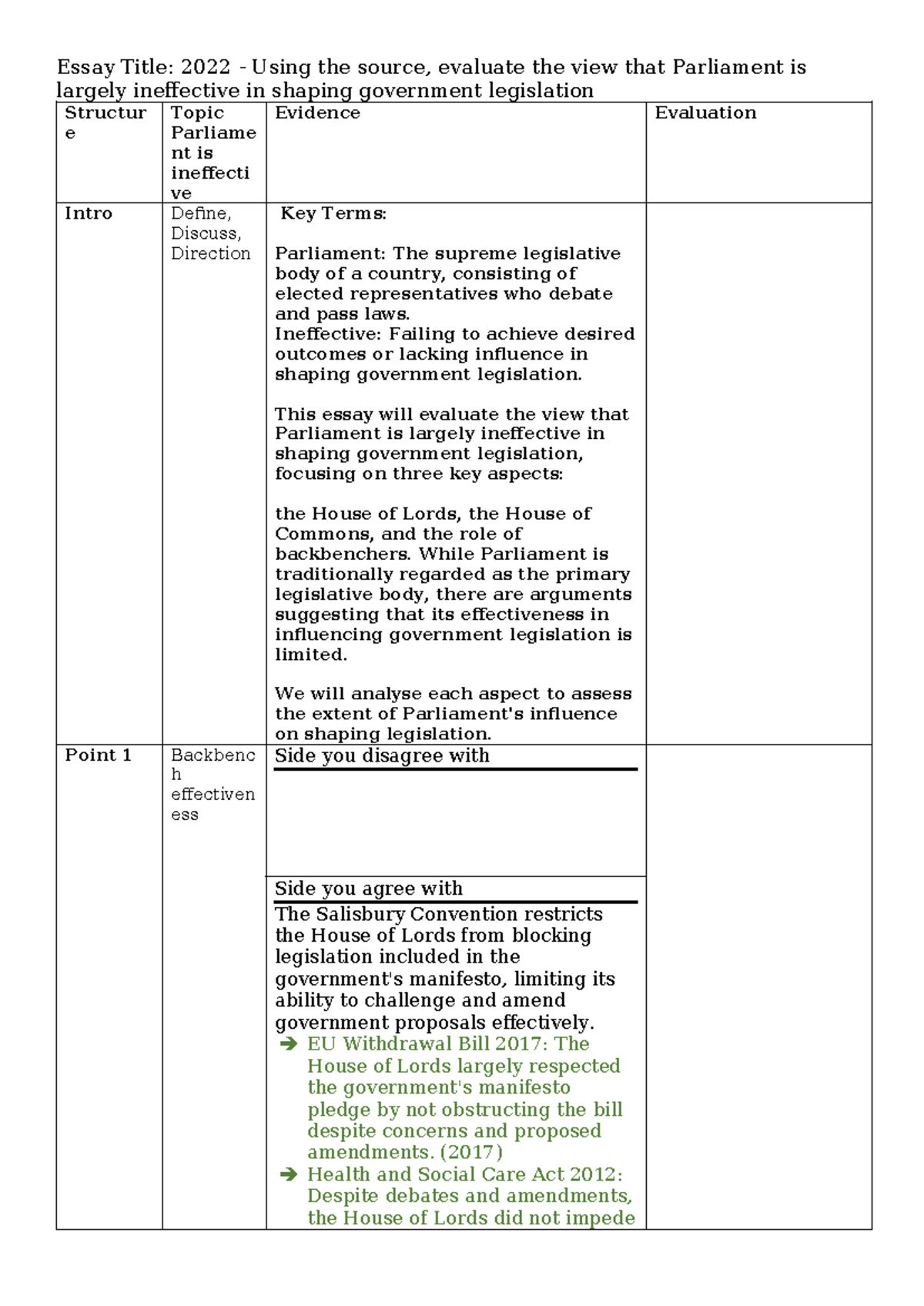 Using the source, evaluate the view that Parliament is largely ineffective in shaping government ...