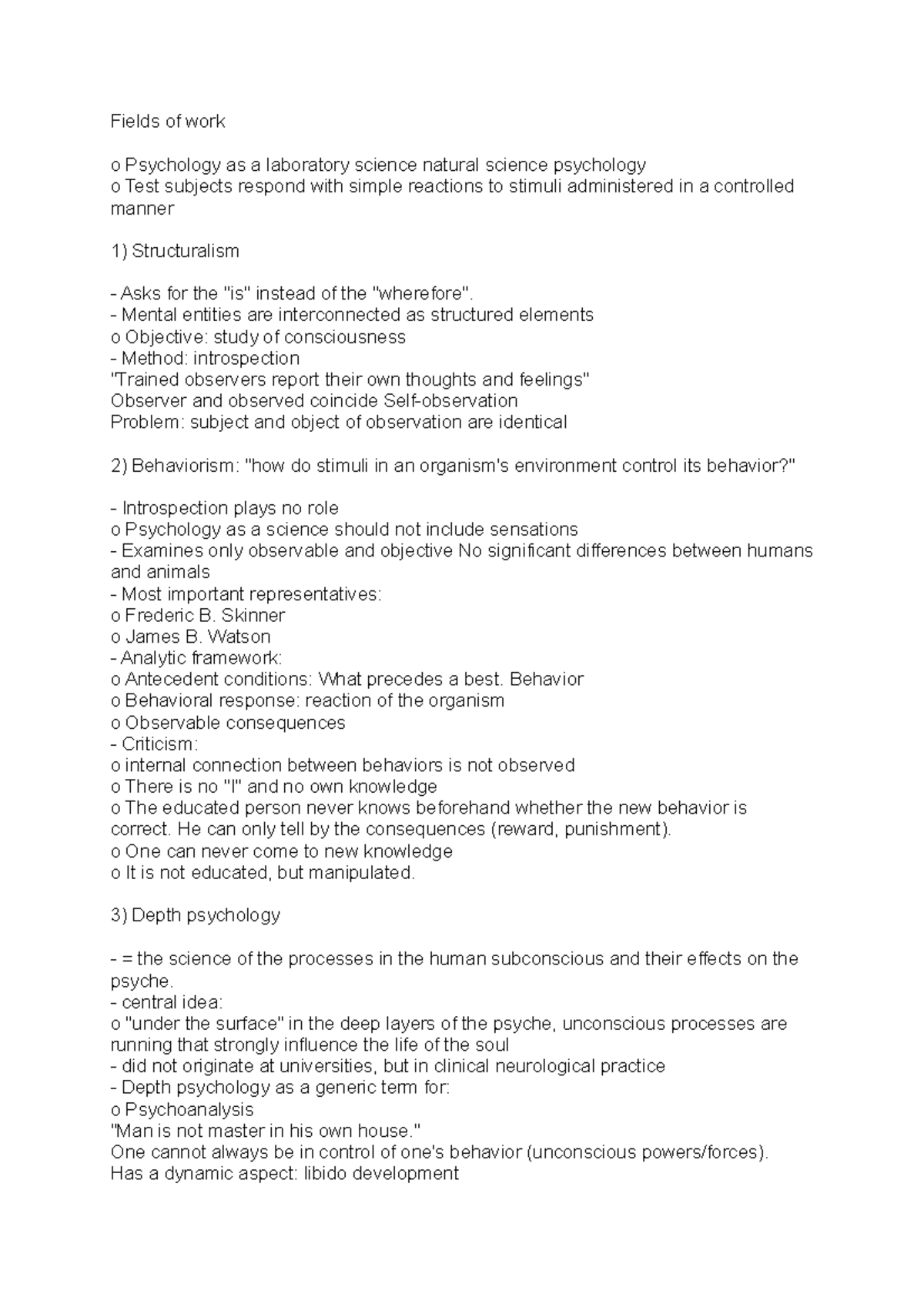 Fields of work - Cognitive Psychology - Fields of work o Psychology as ...