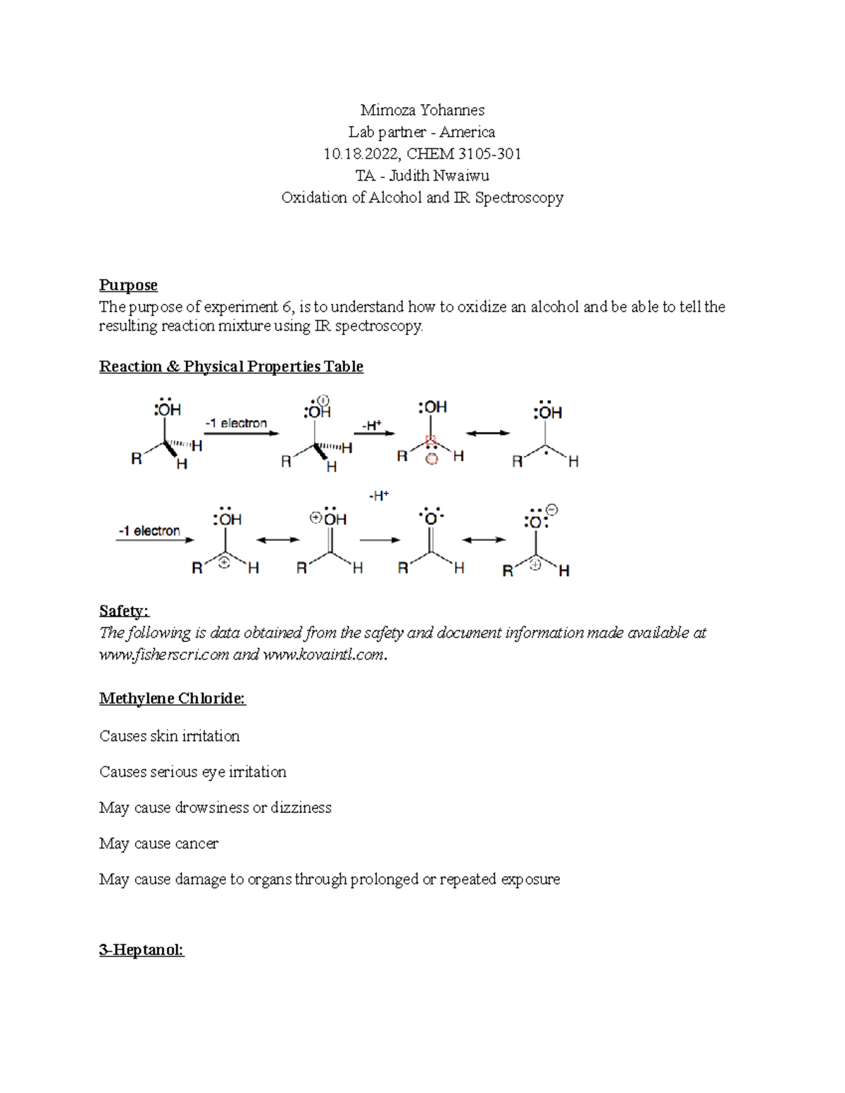 Oxidation of Alcohols; Trends in Infrared Spectroscopy - Mimoza ...