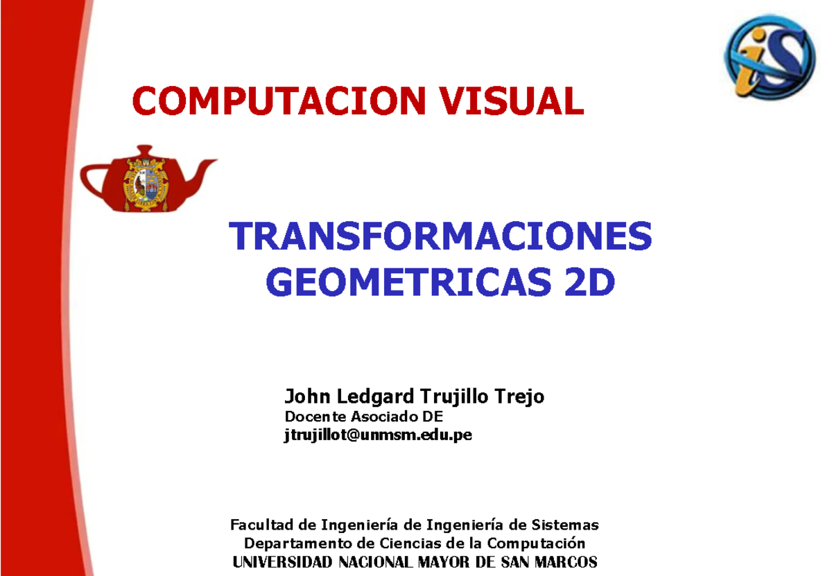 Sesion 05 Transformaciones Geométricas Bidimensionales CV FISI 2023-II ...