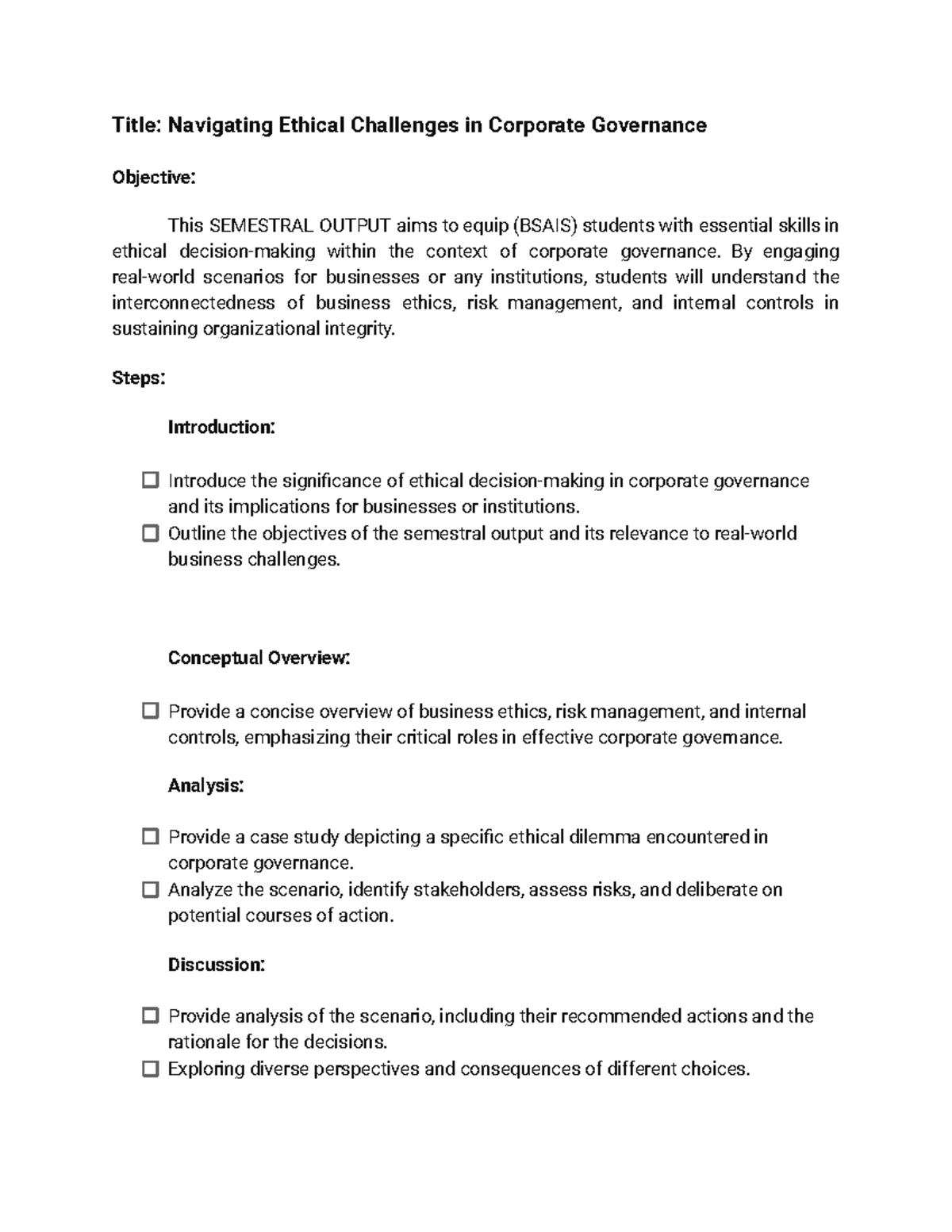 SEM. Output Governance - Title: Navigating Ethical Challenges in ...