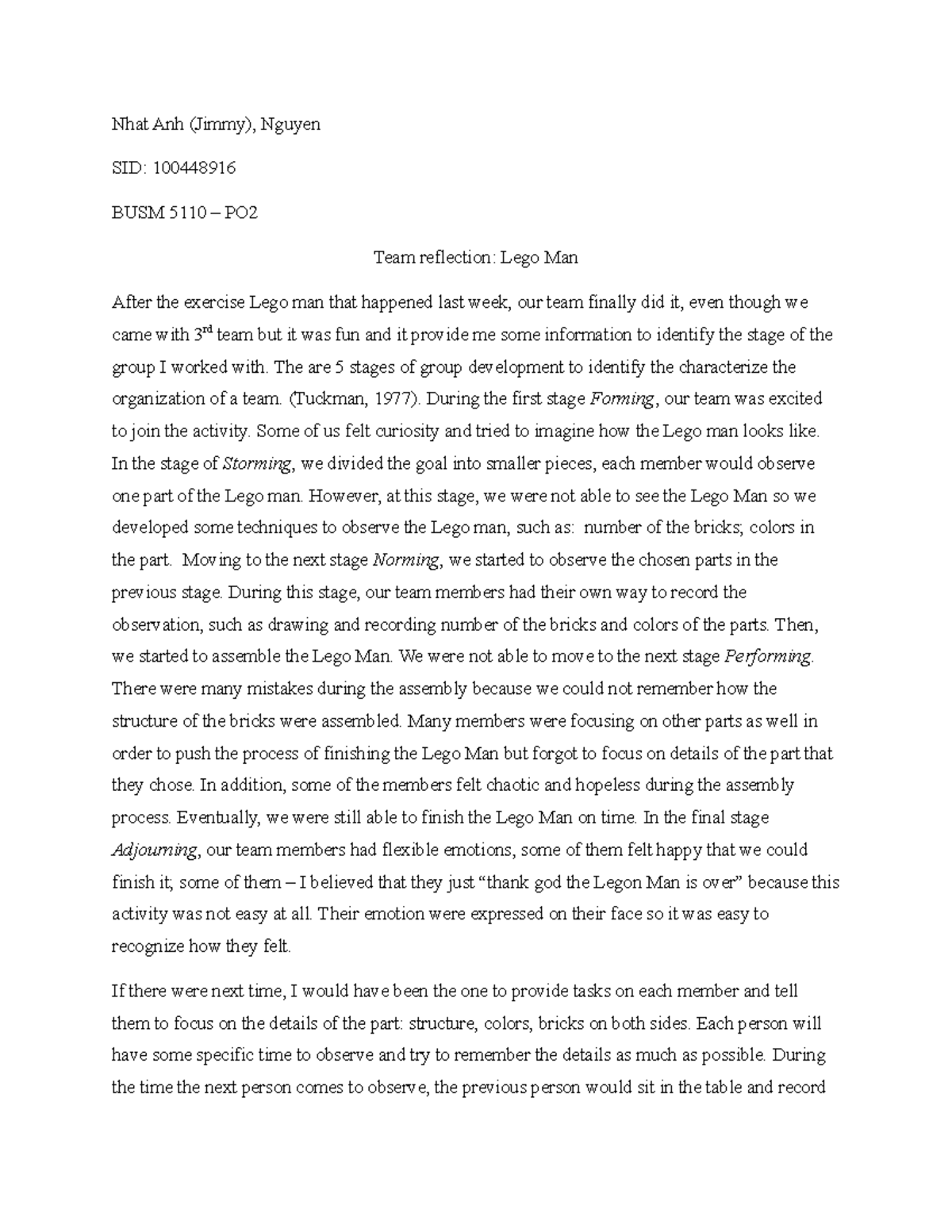 Lego Man - Reflection of Lego man activities - Nhat Anh (Jimmy), Nguyen ...