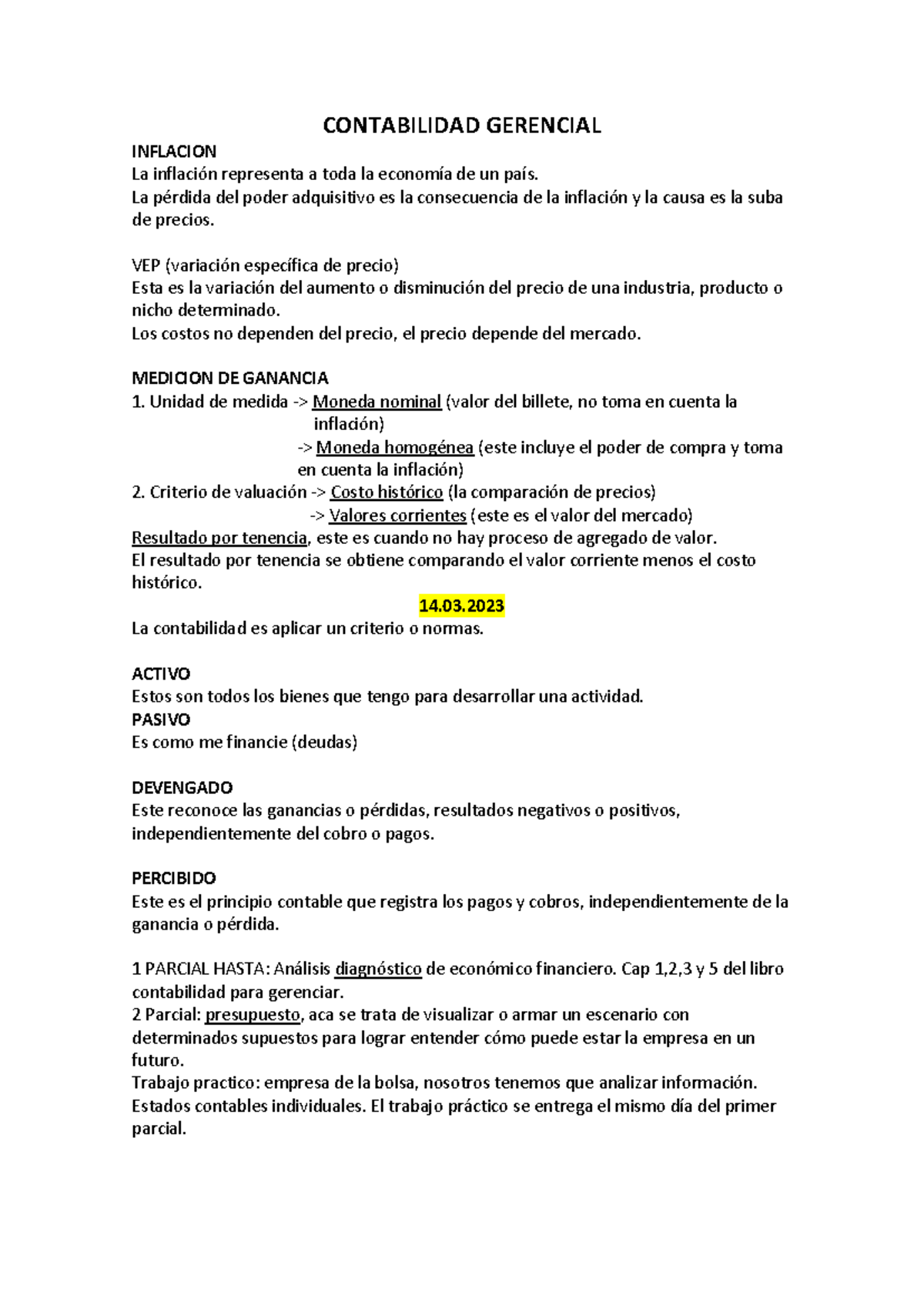 Contabilidad Gerencial - CONTABILIDAD GERENCIAL INFLACION La inflación representa a toda la ...