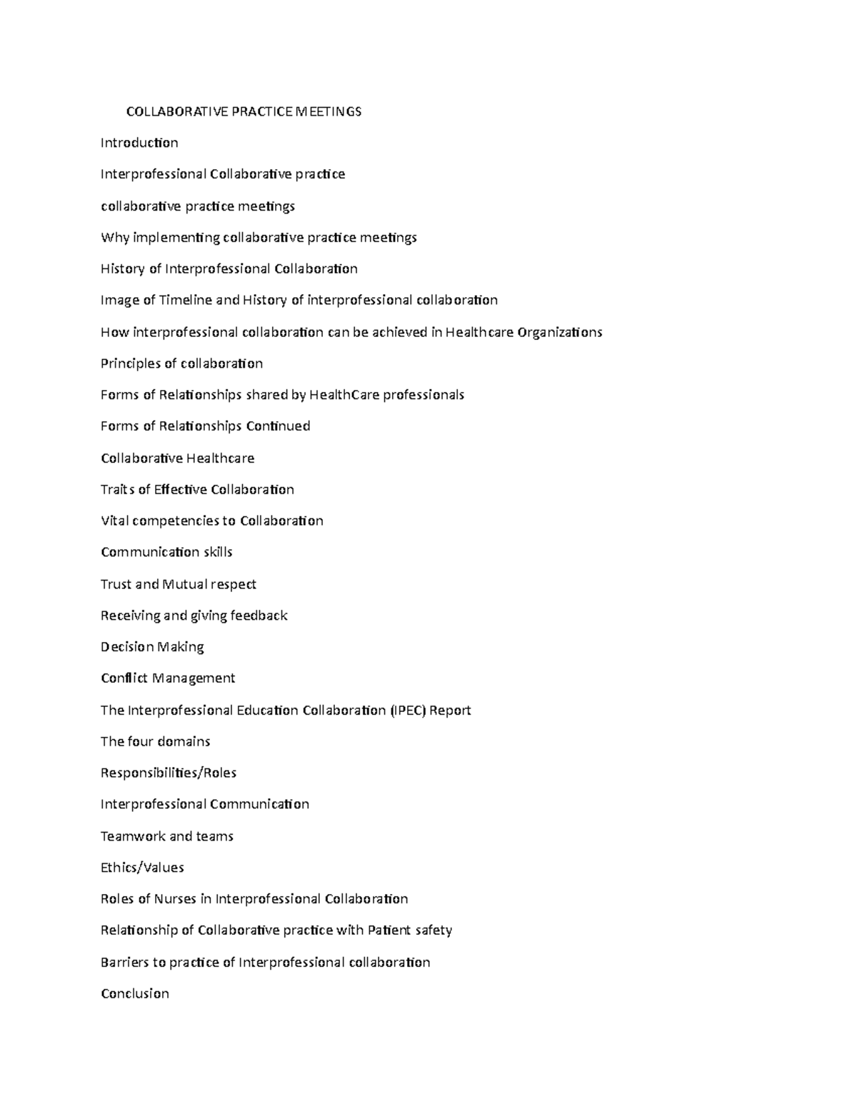 Collaborative Practice Meetings - COLLABORATIVE PRACTICE MEETINGS ...