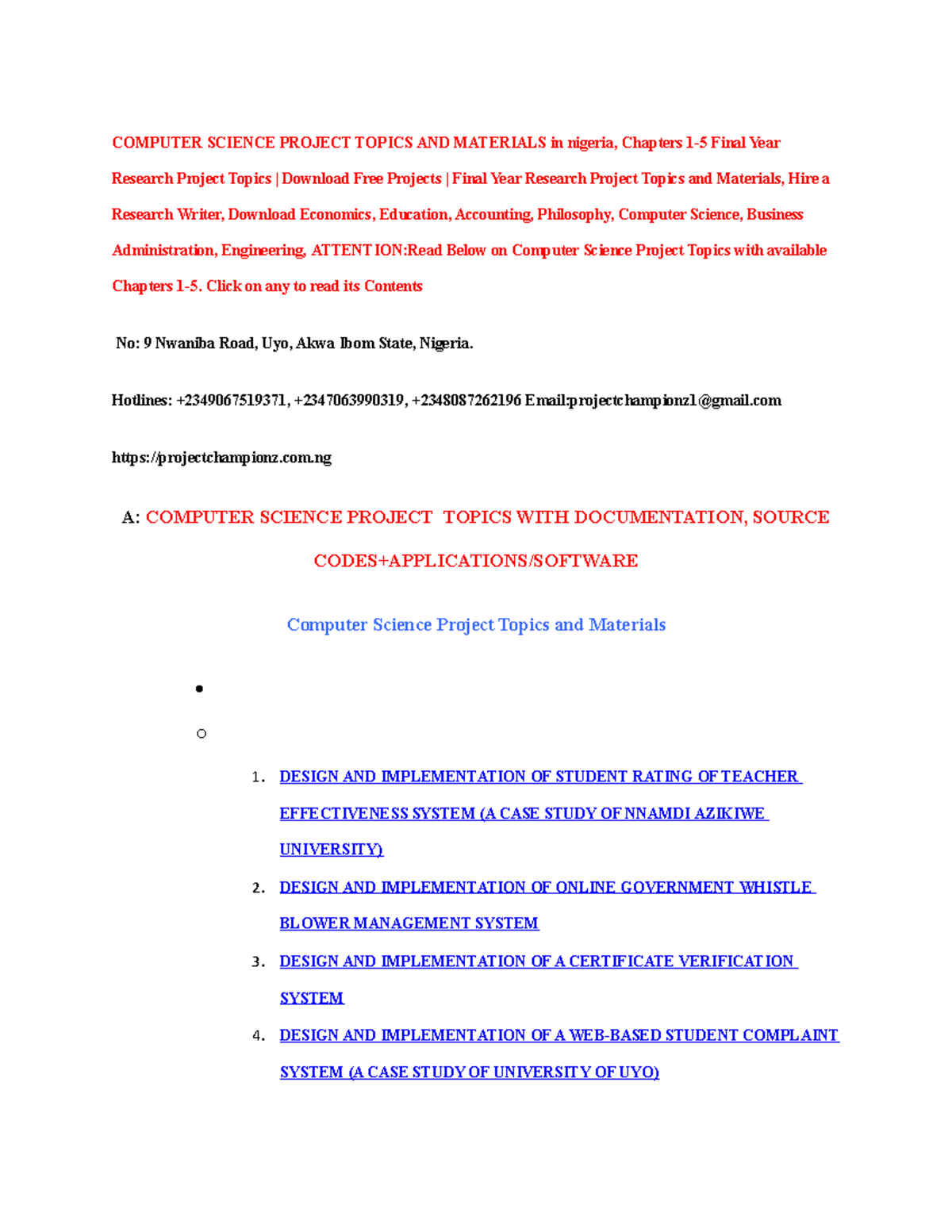 Computer Science Project Topics AND MATE - COMPUTER SCIENCE PROJECT ...