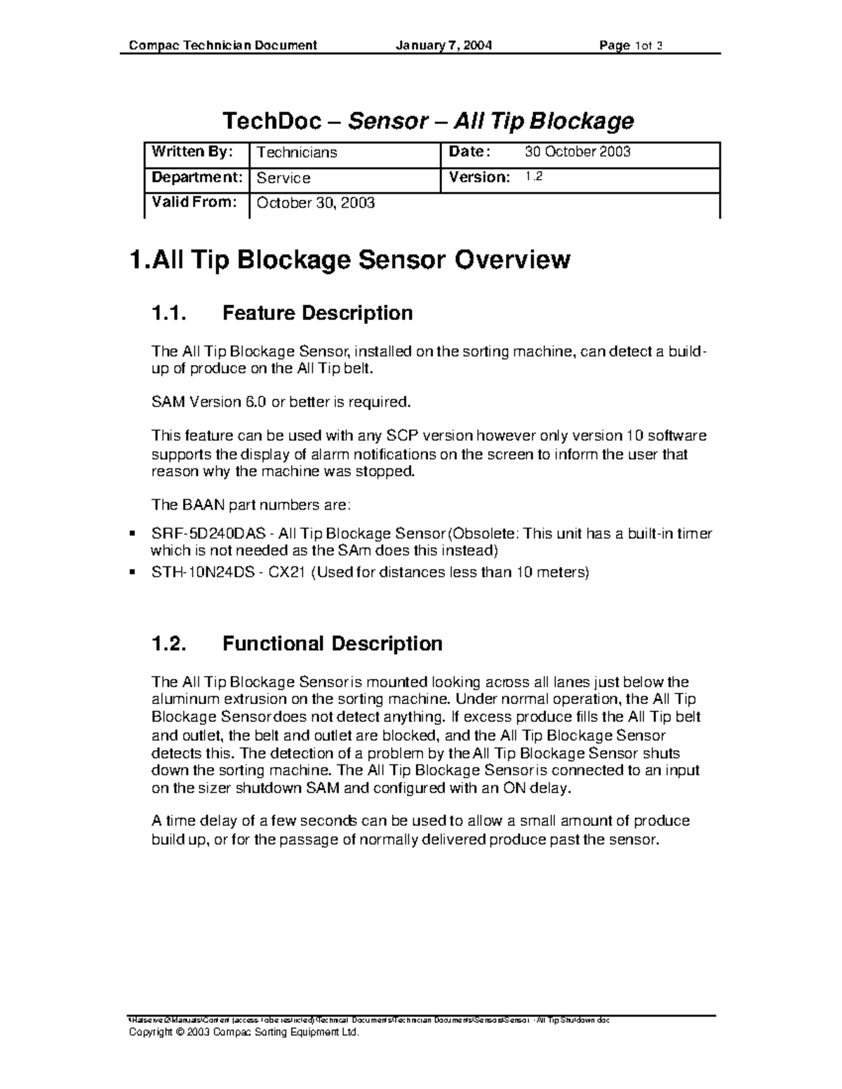 Sensor - All Tip Blockage - \Halserver2\Manuals\Content (access t o b e ...
