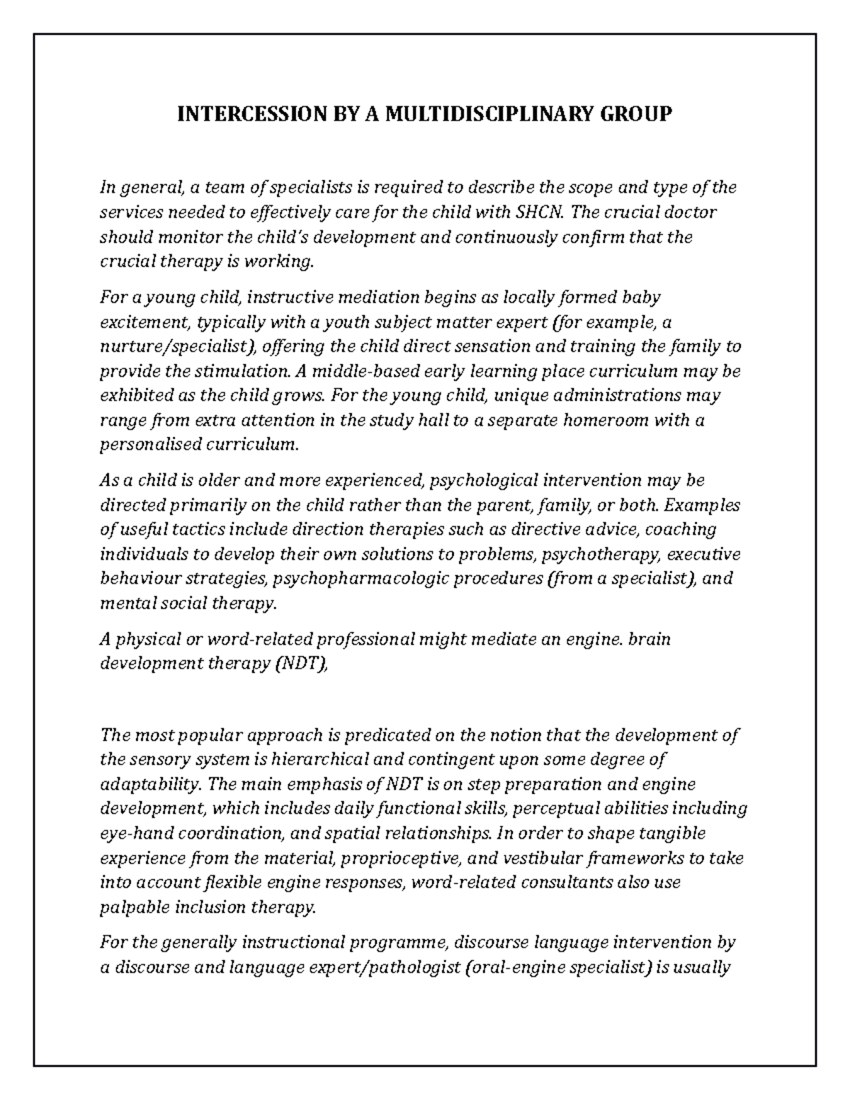 Intercession BY A Multidisciplinary Group - INTERCESSION BY A ...