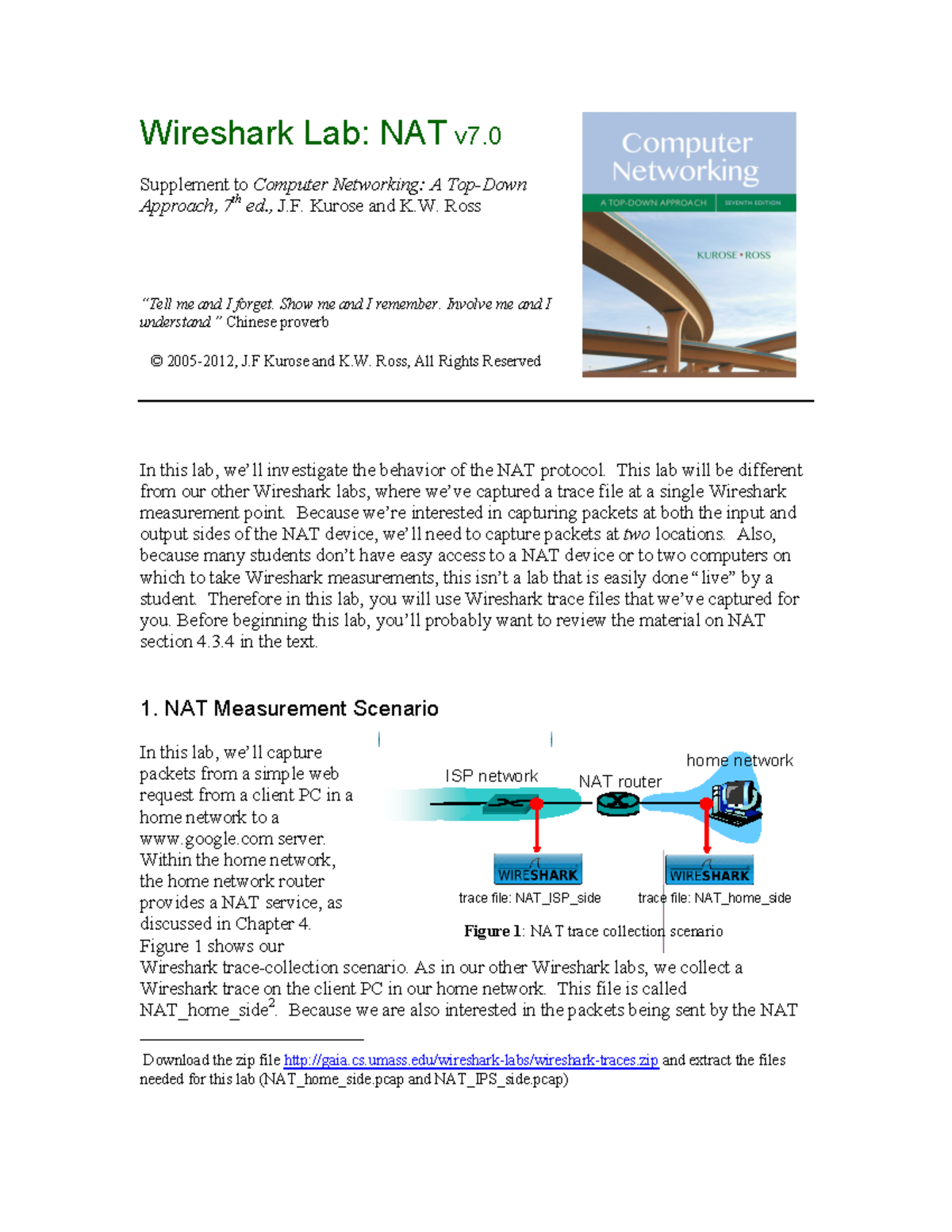 Week9 Lab Wireshark Nat V7 Wireshark Lab Nat V7 Supplement To Computer Networking A Top