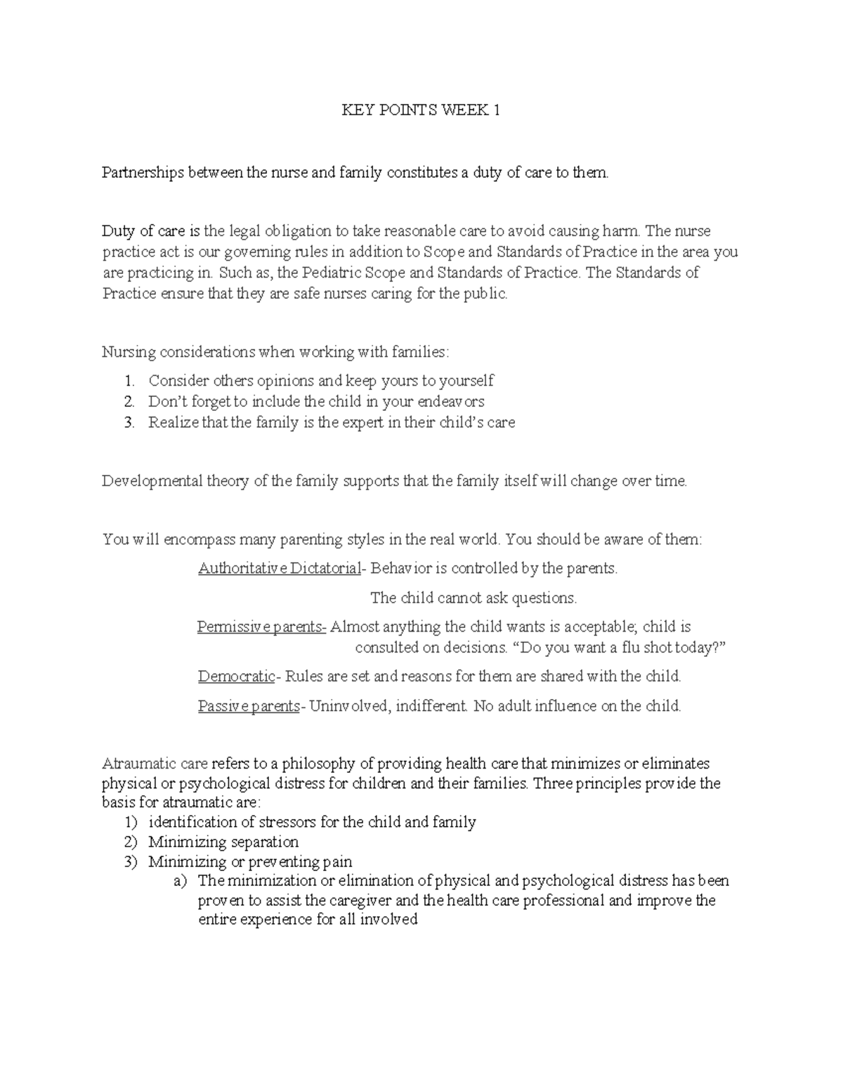 Pediatric Parenting Styles and Styles of Learning Notes - KEY POINTS ...