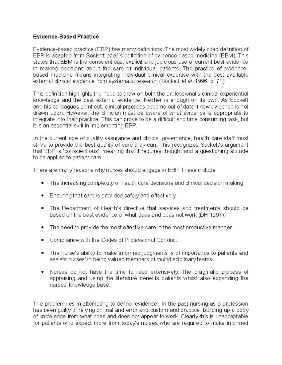 Evidence-Based Practice - Evidence-Based Practice Evidence-based ...