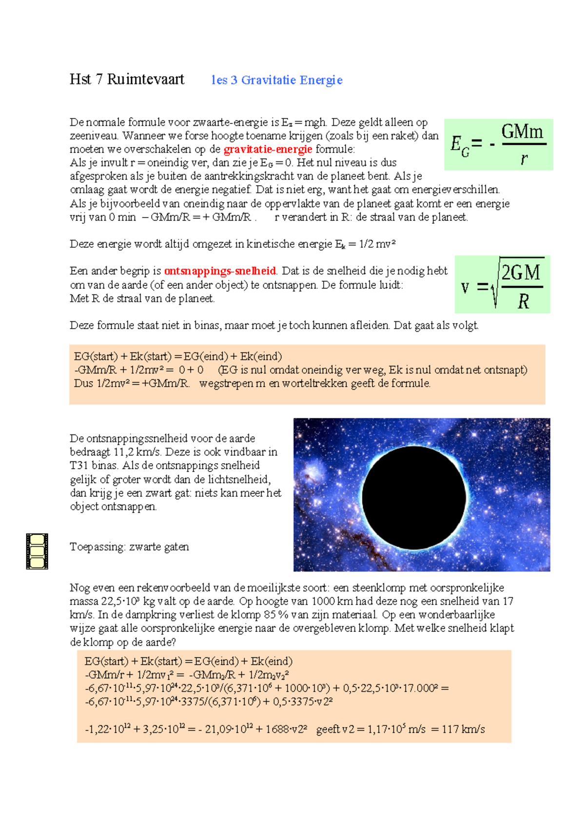 7Les3Gravitatie Energie - Hst 7 Ruimtevaart les 3 Gravitatie Energie De ...