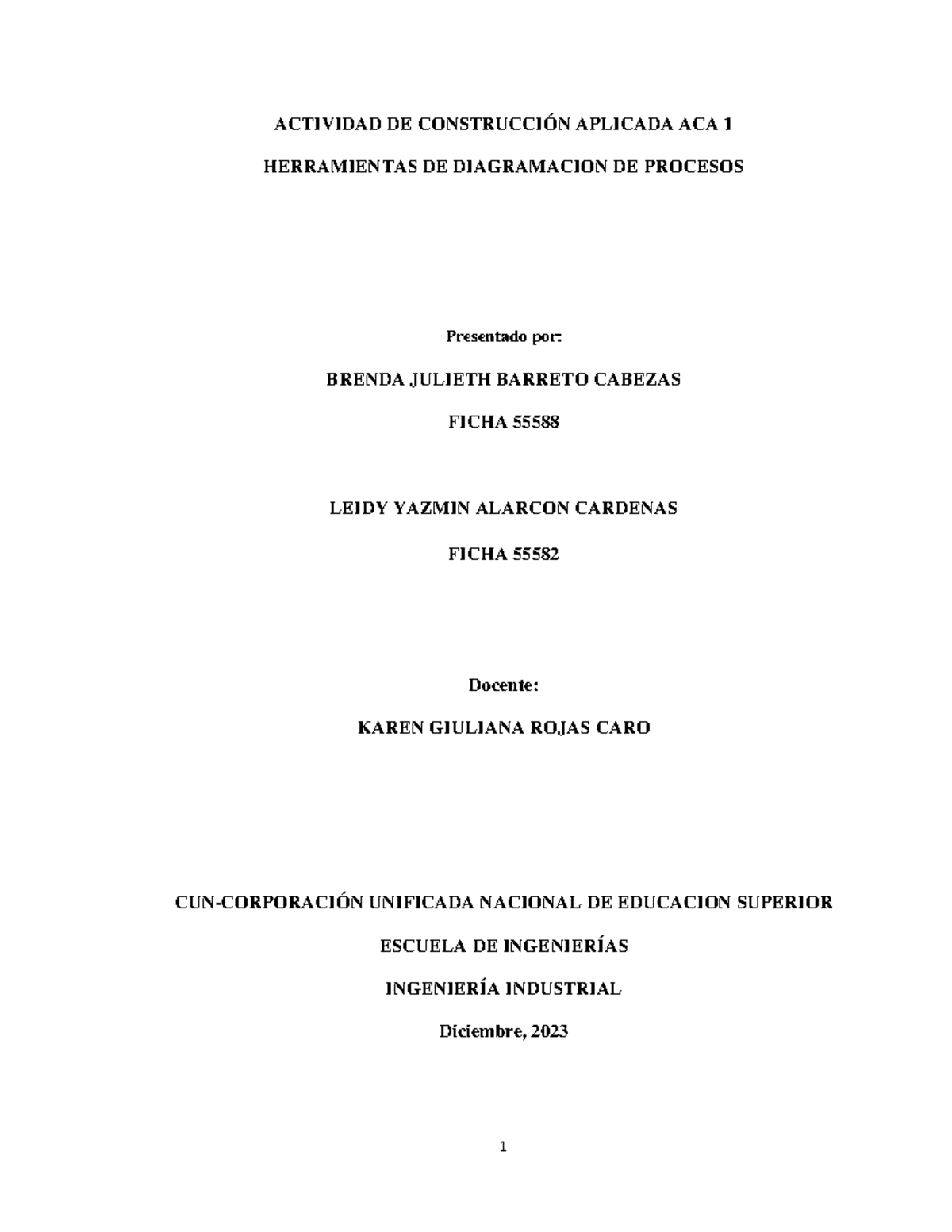 ACA 1 Y 2 Herramientas DE Diagramacion DE Procesos PDF - ACTIVIDAD DE ...