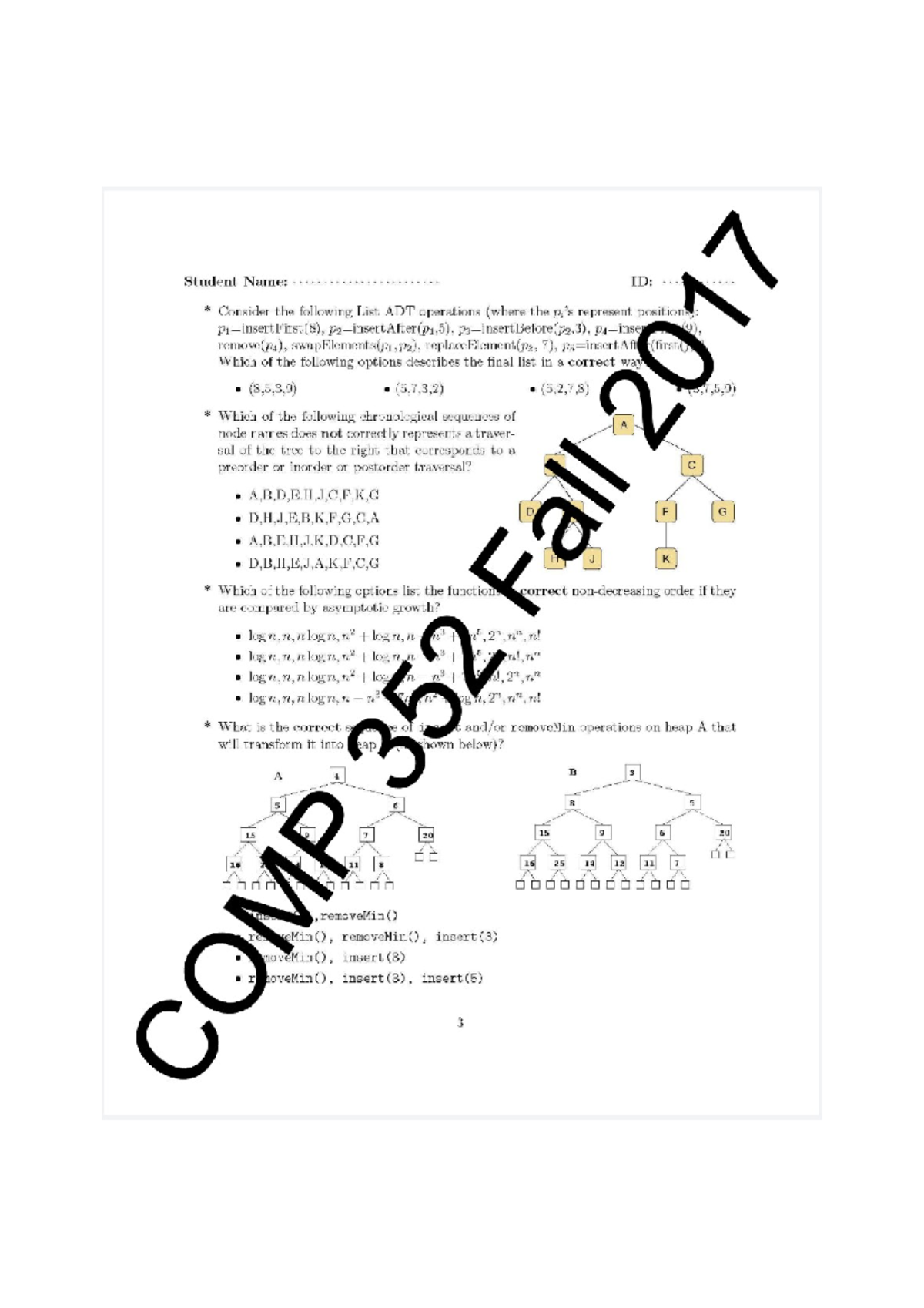 Sample final exam - COMP 352 - Studocu