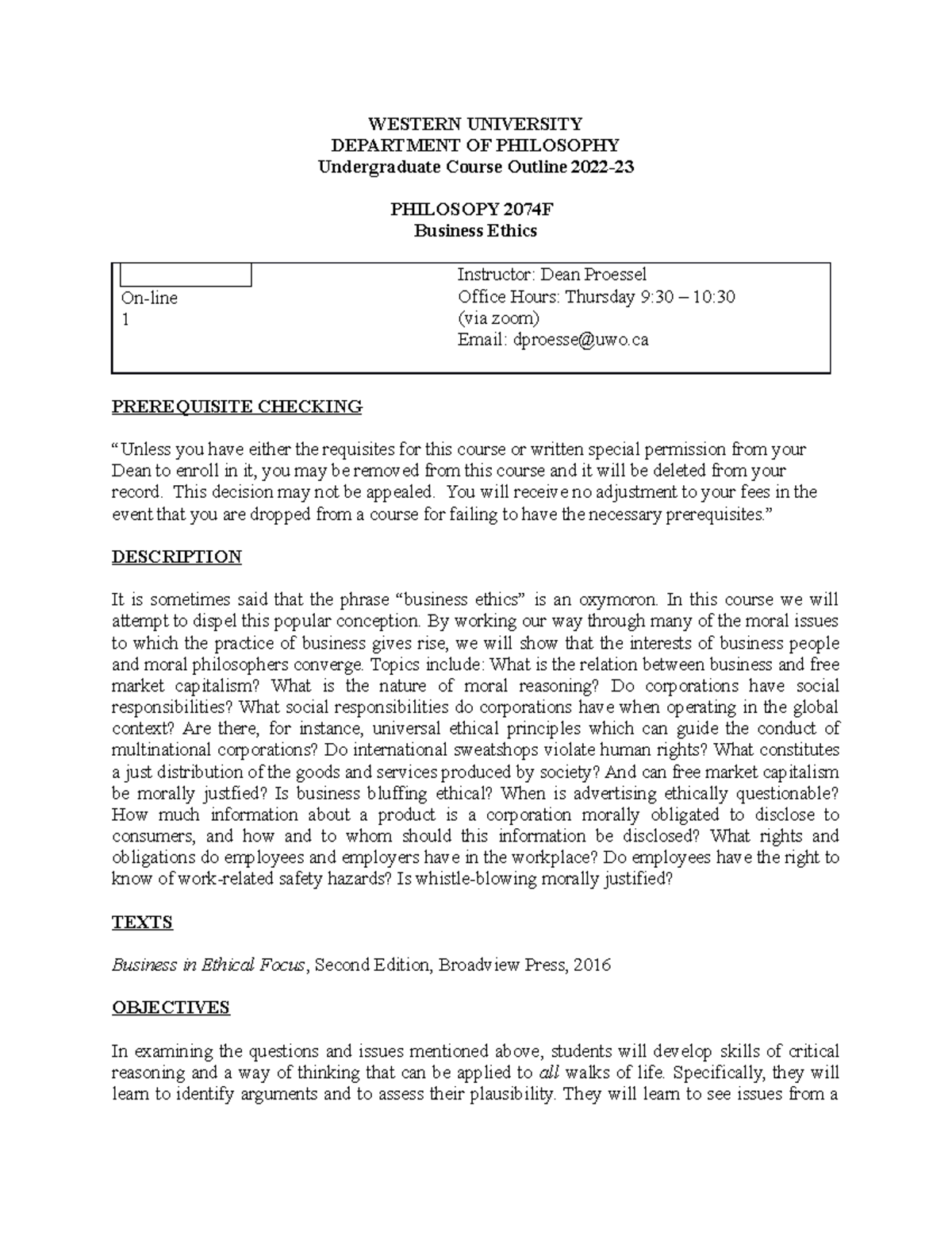 Course Outline 2074F, 2022-23 - WESTERN UNIVERSITY DEPARTMENT OF ...