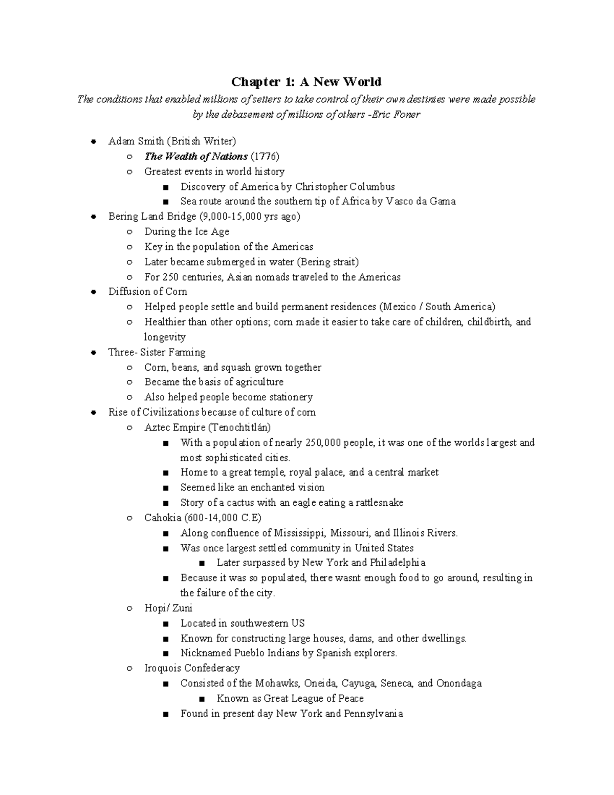 Chapter 1 A New World - Lecture notes 1 - Chapter 1: A New World The ...