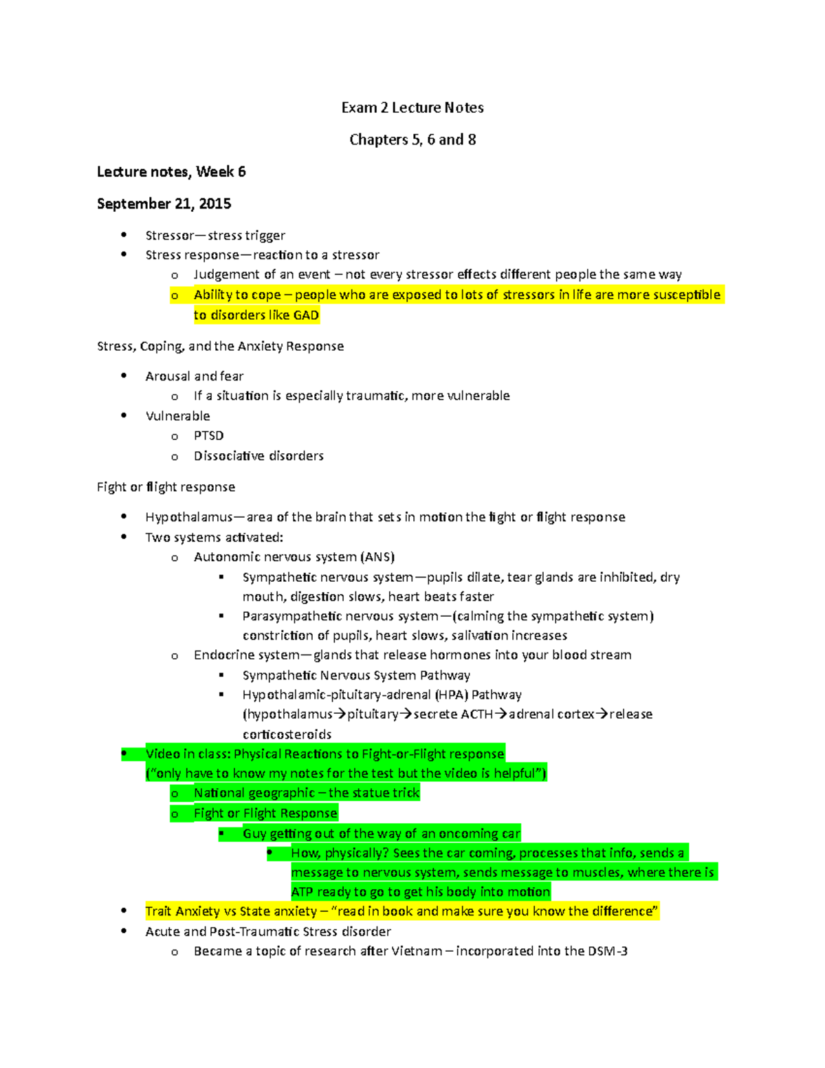Exam 2 Lecture Notes - Exam 2 Lecture Notes Chapters 5, 6 and 8 Lecture ...