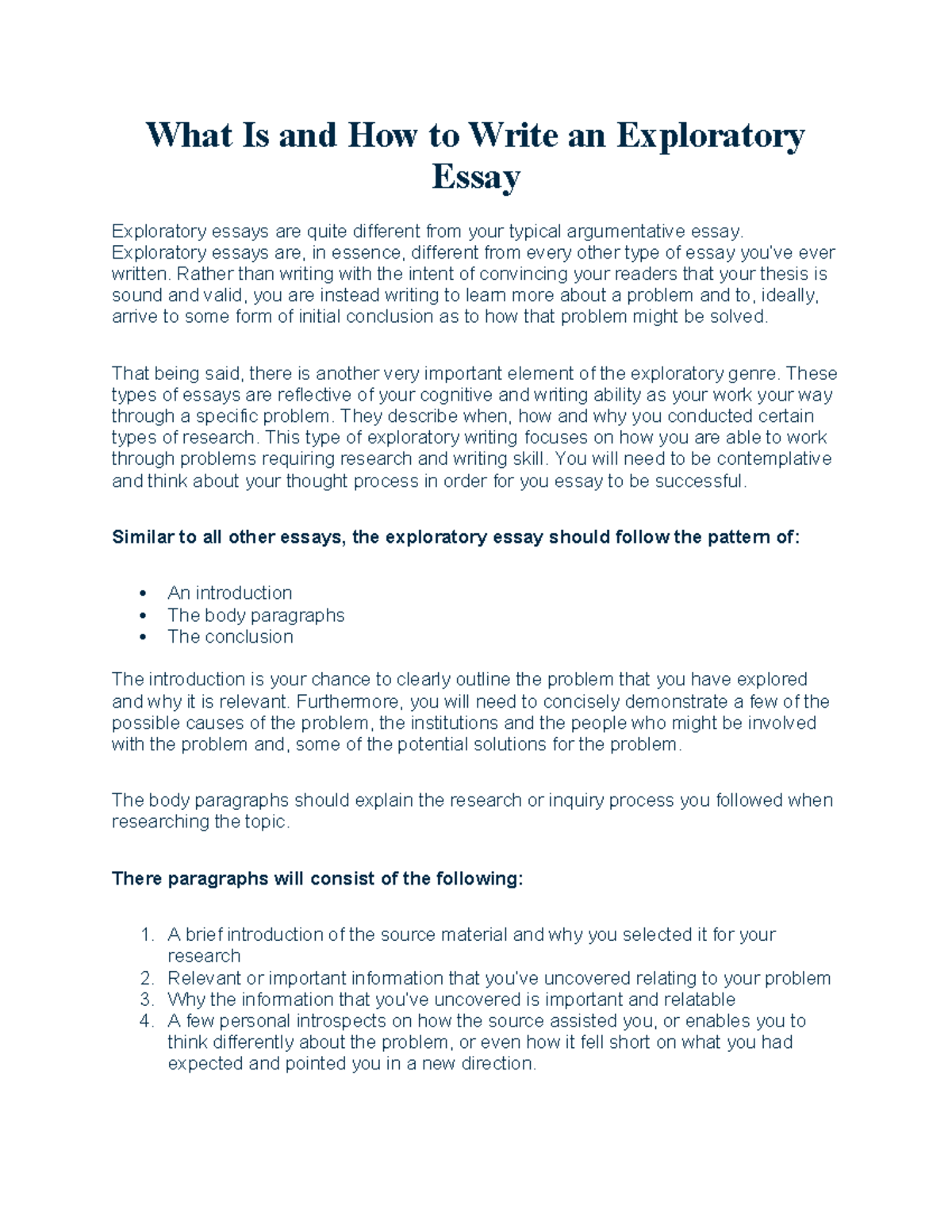 What Is and How to Write an Exploratory Essay (2) - What Is and How to ...