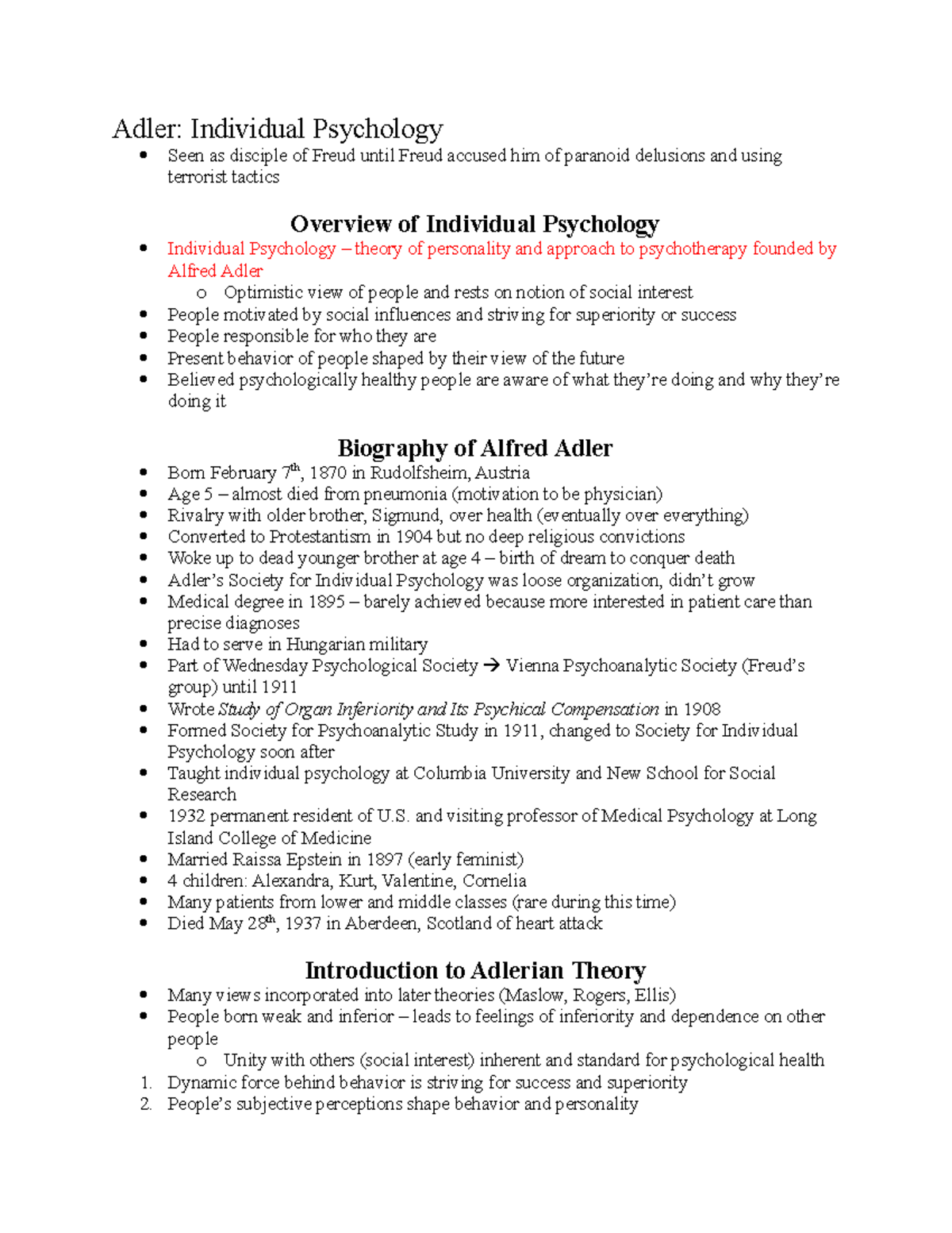 3. Adler Individual Psychology - Adler: Individual Psychology Seen as ...