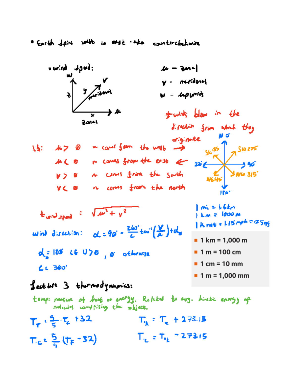 Exam 1 study 3 26 36 PM Copy - Earth Spins west to east aka counterclockwise o wind speed gv v ...
