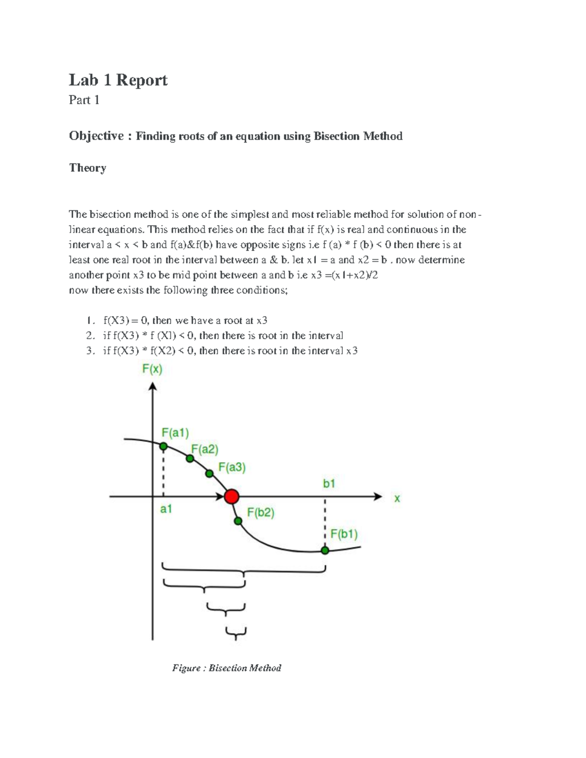 Bisection method - This method relies on the fact that if f(x) is real ...