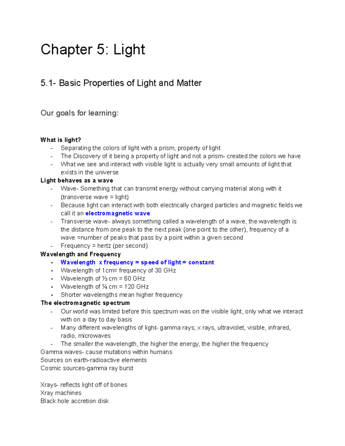 Solar SYSTem- Chapter 5 - Chapter 5: Light 5- Basic Properties of Light ...