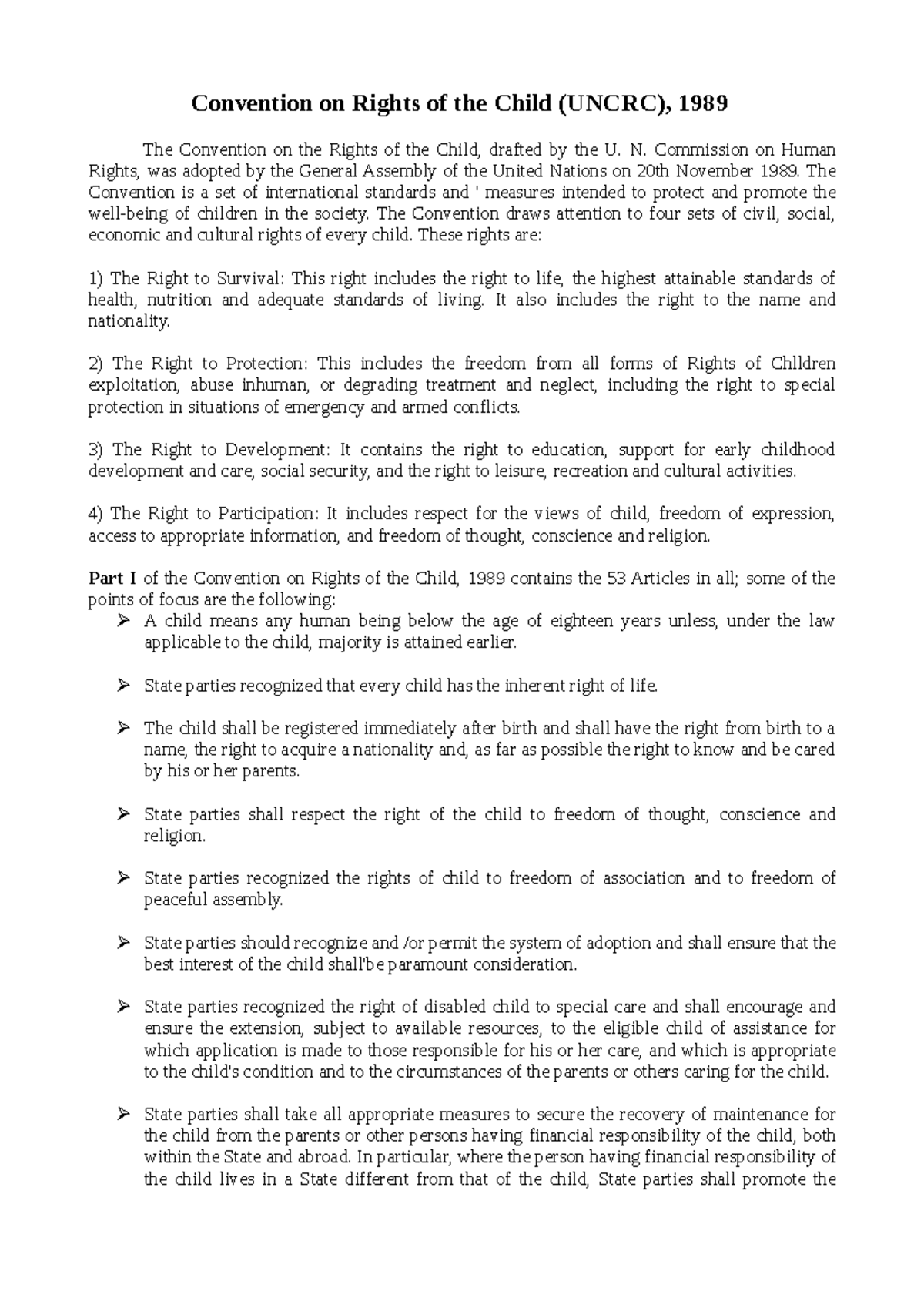 Uncrc - Convention on Rights of the Child (UNCRC), 1989 The Convention ...