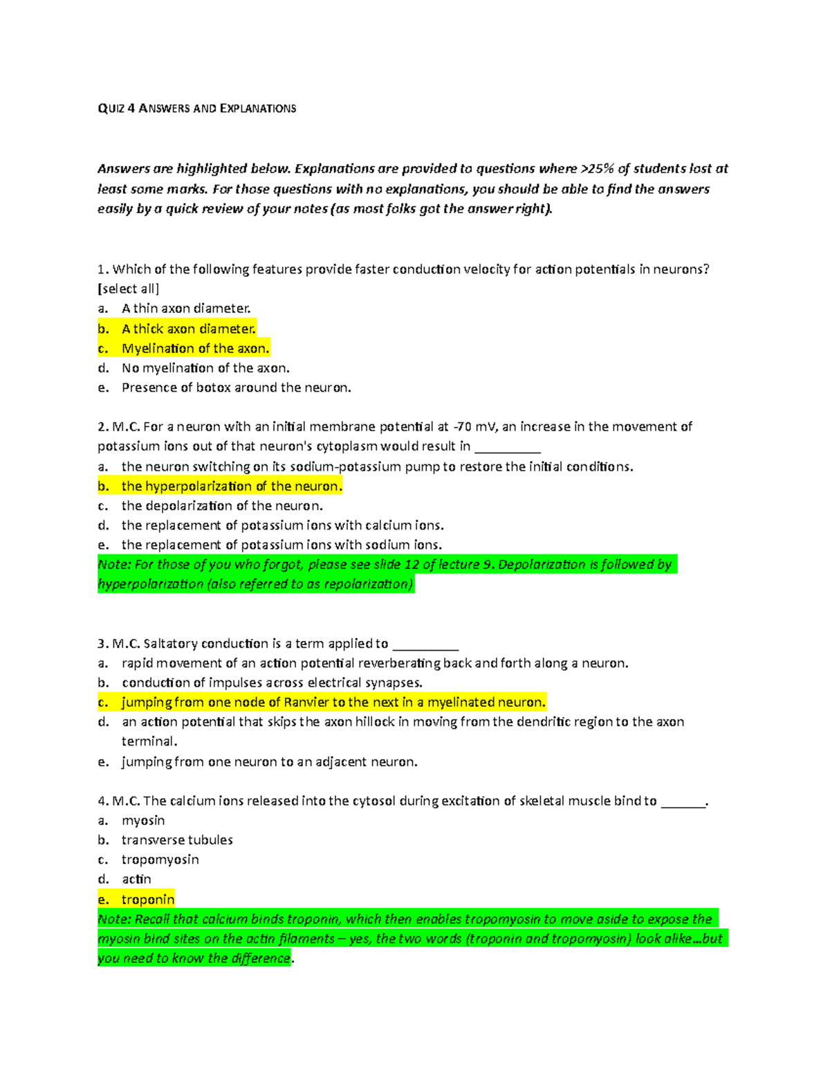 Quiz 4 - Answers and Explantions - QUIZ 4 ANSWERS AND EXPLANATIONS ...