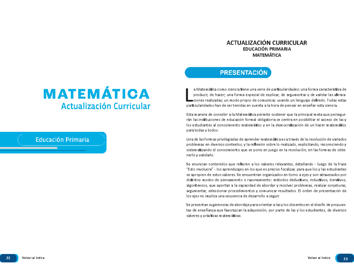 Actualización Curricular Matemática - Primaria - 22 Volver al índice ...