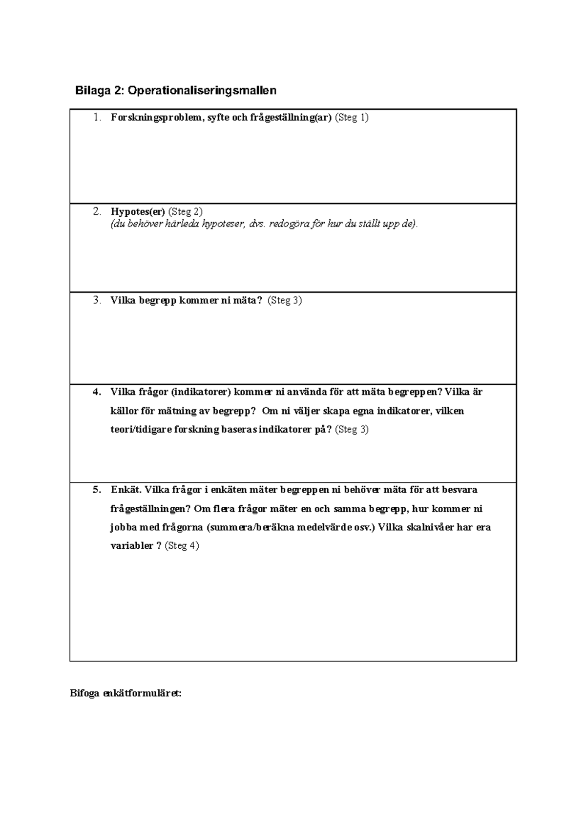 Operationaliseringsmallen - Forskningsproblem, syfte och frågeställning ...