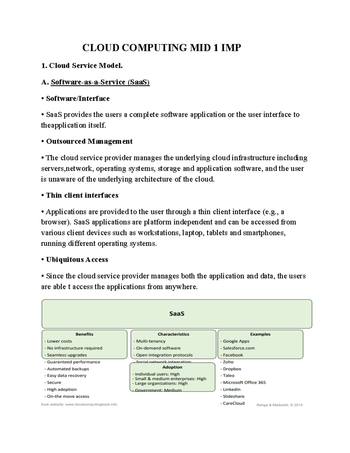 CC MID 1 IMP - CLOUD COMPUTING MID 1 IMP Cloud Service Model. A ...