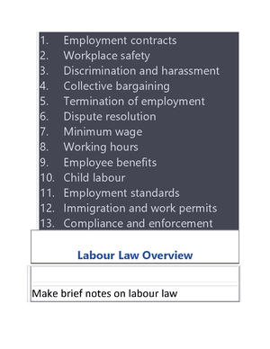 Labour laws notes - Labour laws:- Labour laws refer to the set of laws ...