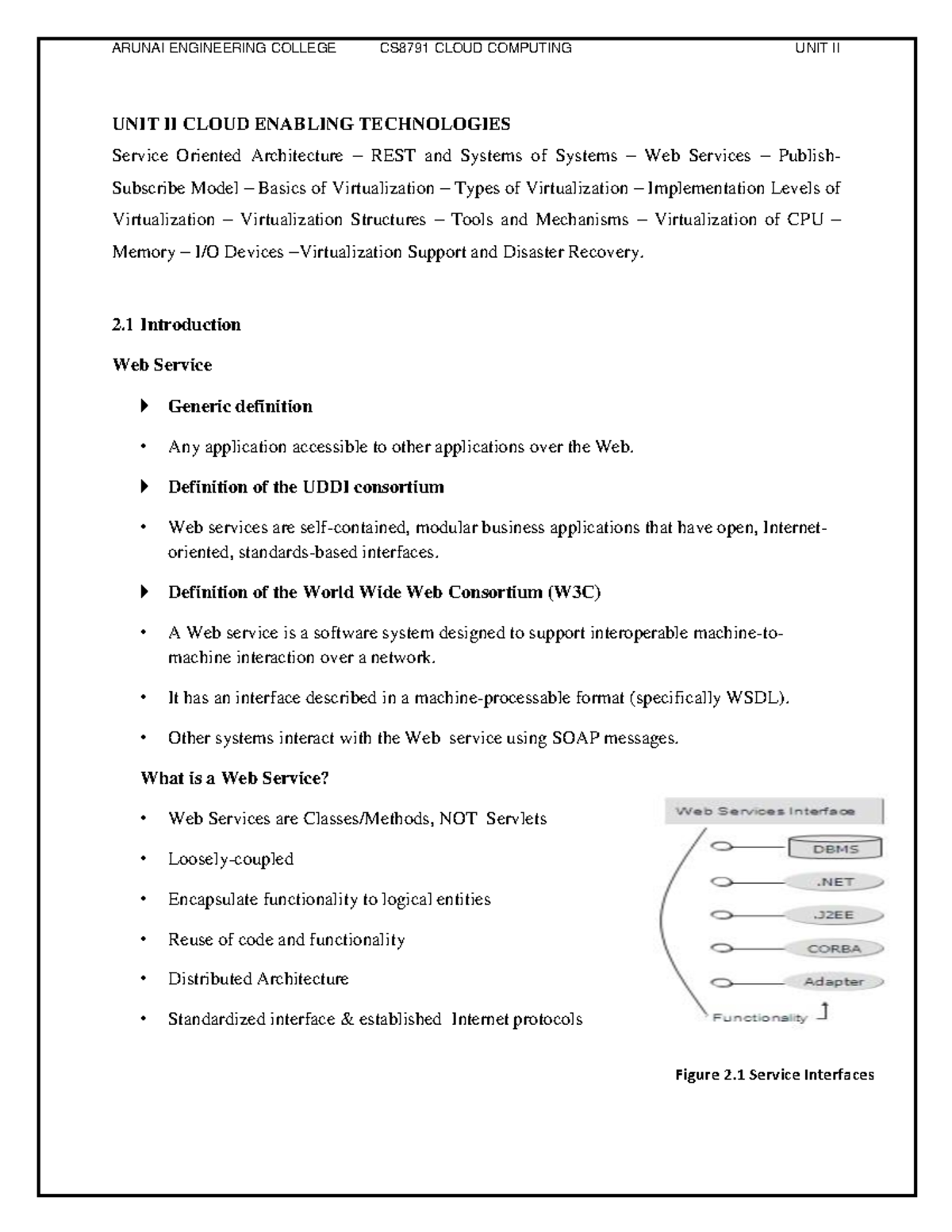 Unit 2 - UNIT II CLOUD ENABLING TECHNOLOGIES Service Oriented Architecture – REST and Systems of ...