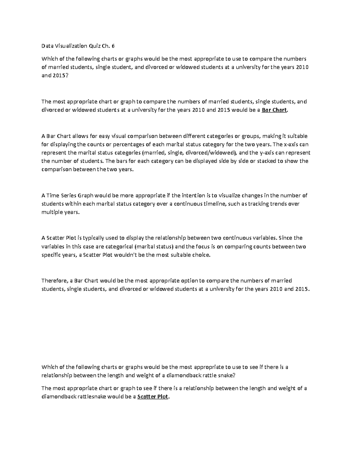 Data Visualization Quiz Ch6 - 6 Which of the following charts or graphs ...