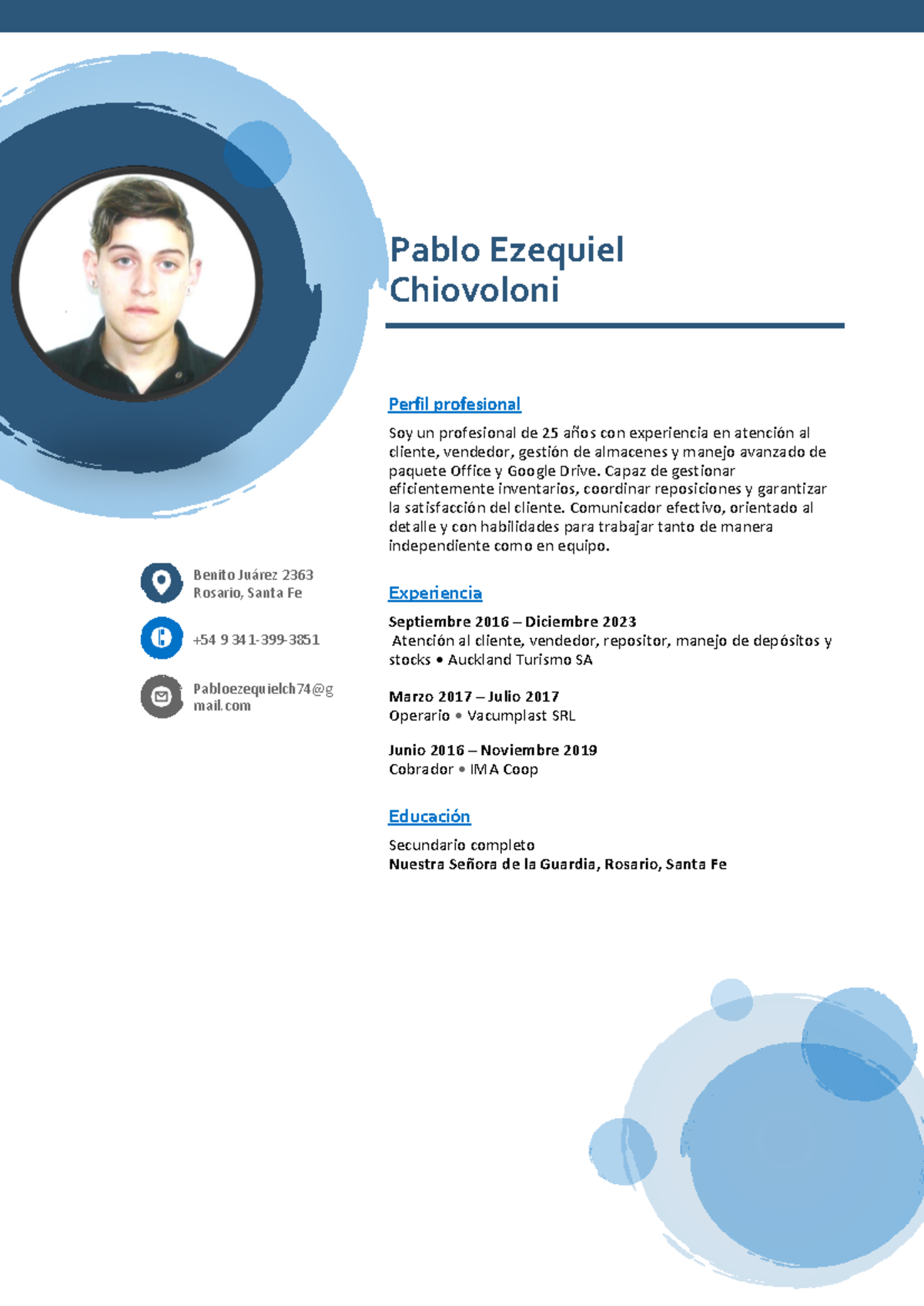 Pablo Ezequiel Chiovoloni Curriculum - Pablo Ezequiel Chiovoloni Perfil ...