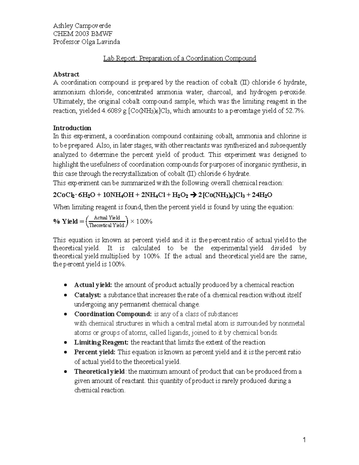 Preparation of Coordination Compound - Warning: TT: undefined function ...
