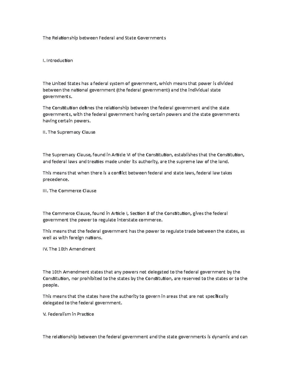 The Relationship between Federal and State Governments - Introduction ...