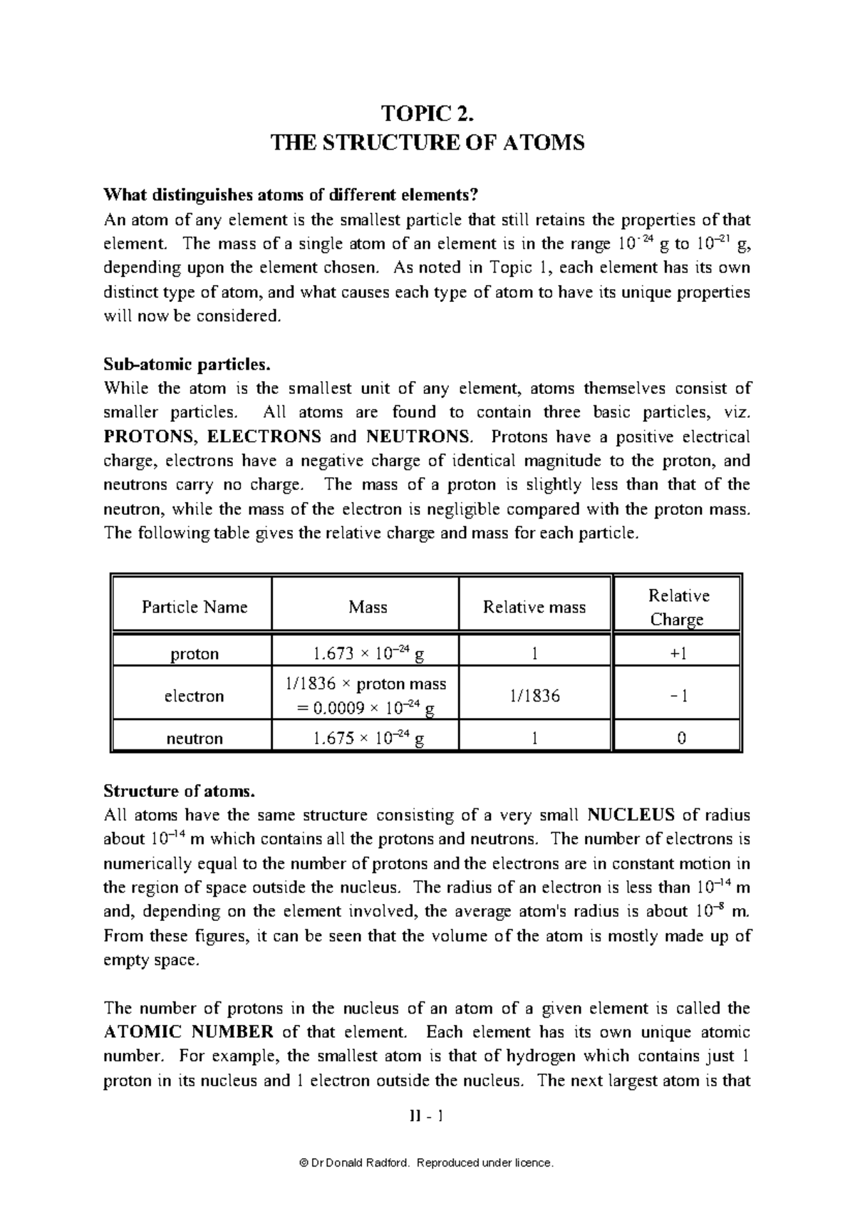 Topic 2 - chemistry notes as a basis/ fundamental -> starter notes ...