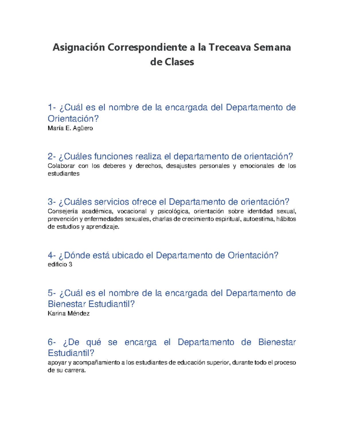 Asignación Correspondiente a la Treceava Semana de Clases - AsignaciÛn Correspondiente a la ...