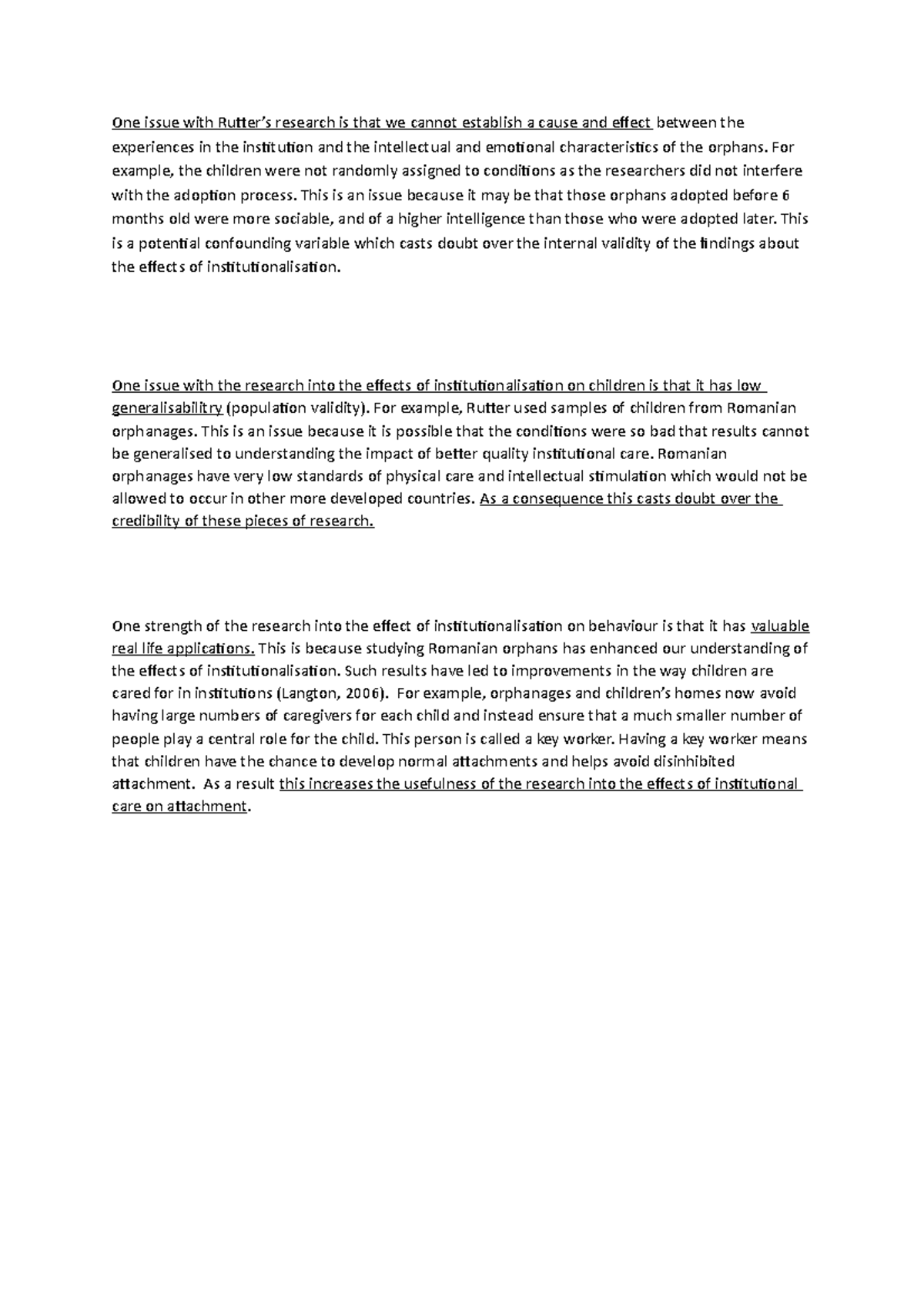 Evaluation Rutter[ 10] - One issue with Rutter’s research is that we ...