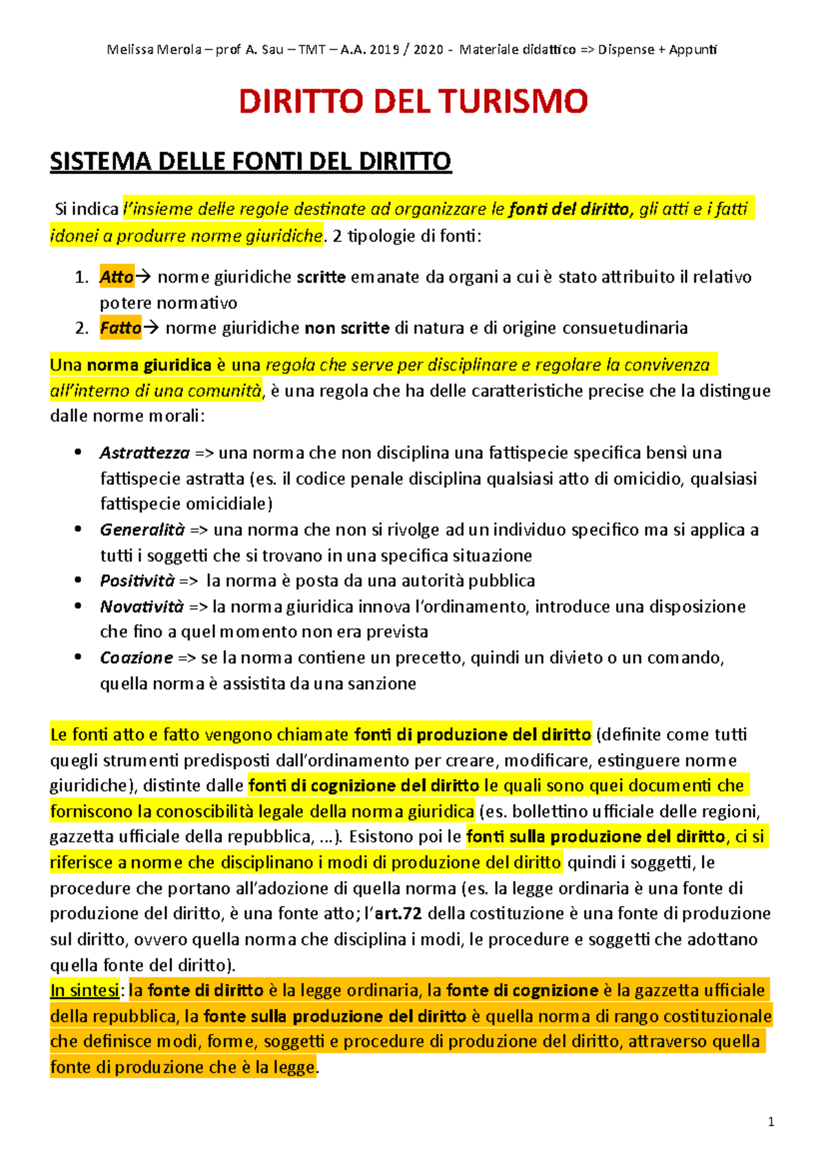Diritto del Turismo - appunti lezioni - DIRITTO DEL TURISMO SISTEMA ...