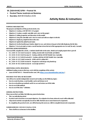 INF 272 Cheat Sheet - LECTURE 11 Abstraction: First pillar of OOP ...