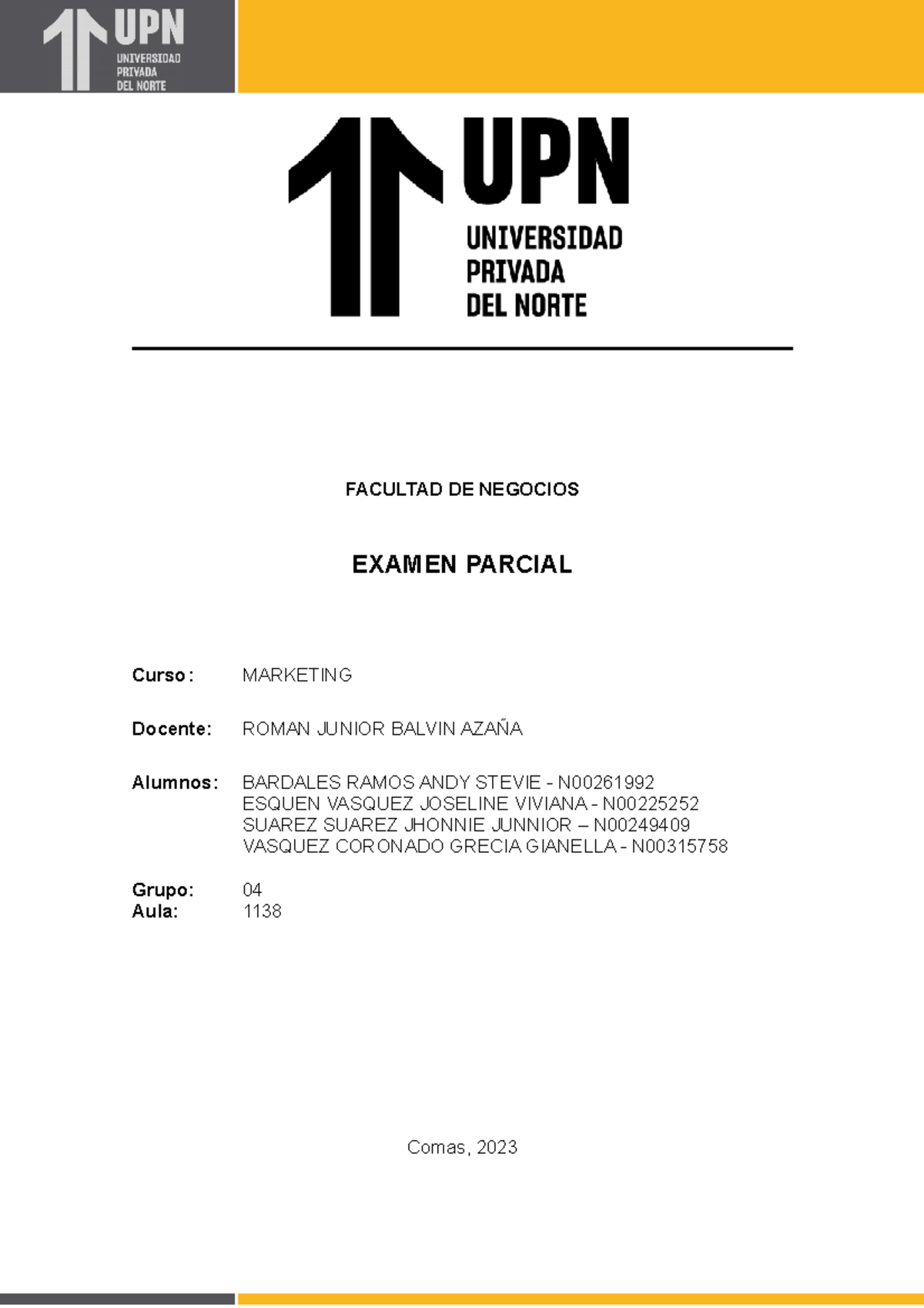 EP - Marketing - PLAN DE ANALISIS RIMAC - UPN - Studocu