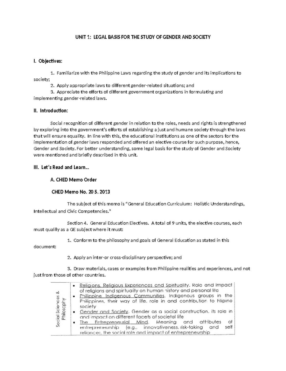 Unit 1 Legal Basis FOR THE Study OF Gender AND Society - UNIT 1: LEGAL ...
