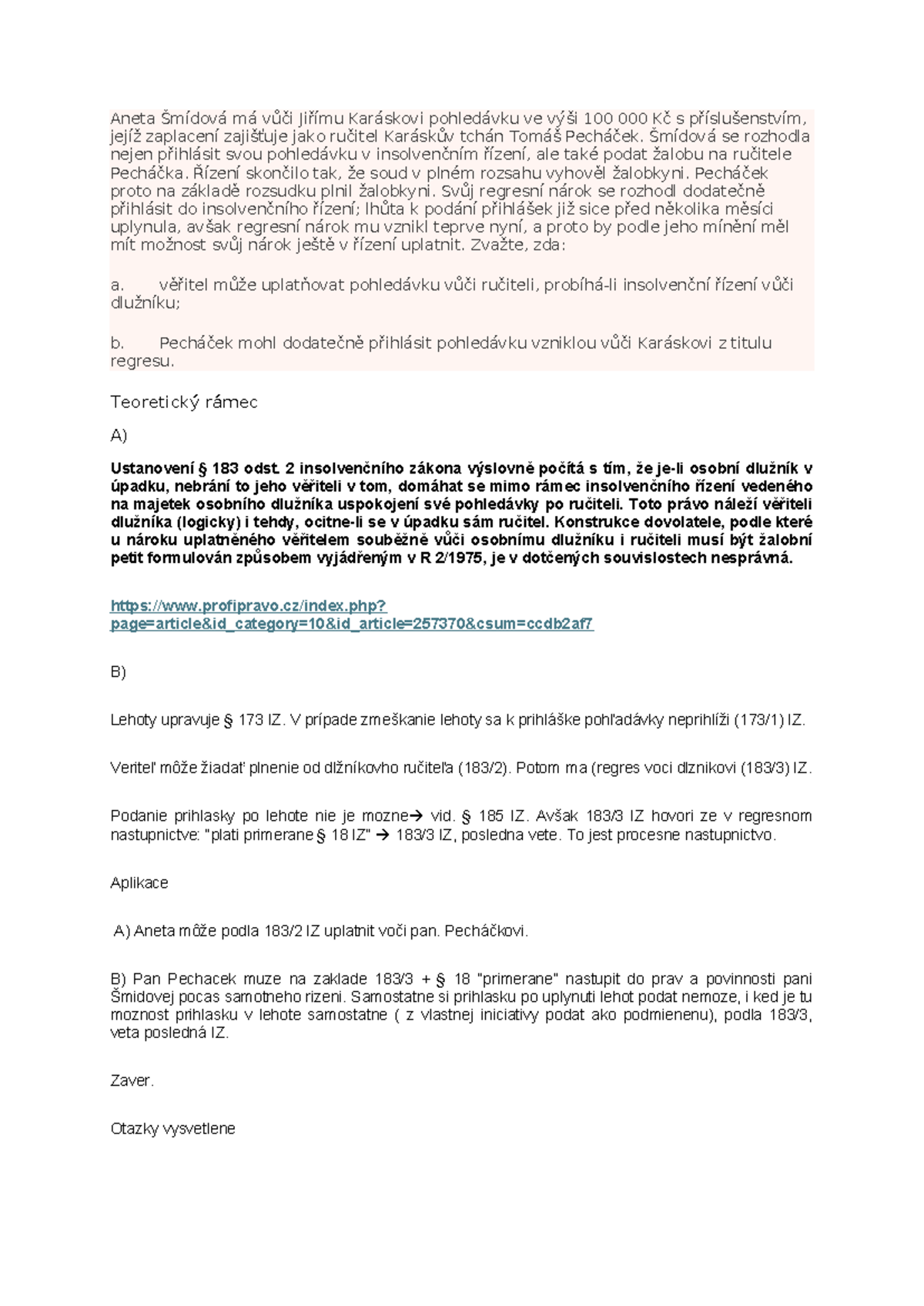 Insex 7 - Dokument patri k MPS II. na masarne... za nevdacne zhrnutie ...