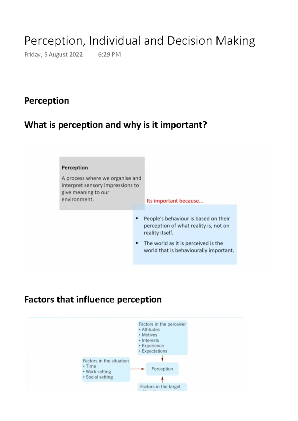 Perception, Individual and Decision Making - Perception What is ...