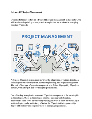History of Advanced IT Project Management - In this lecture, we will ...