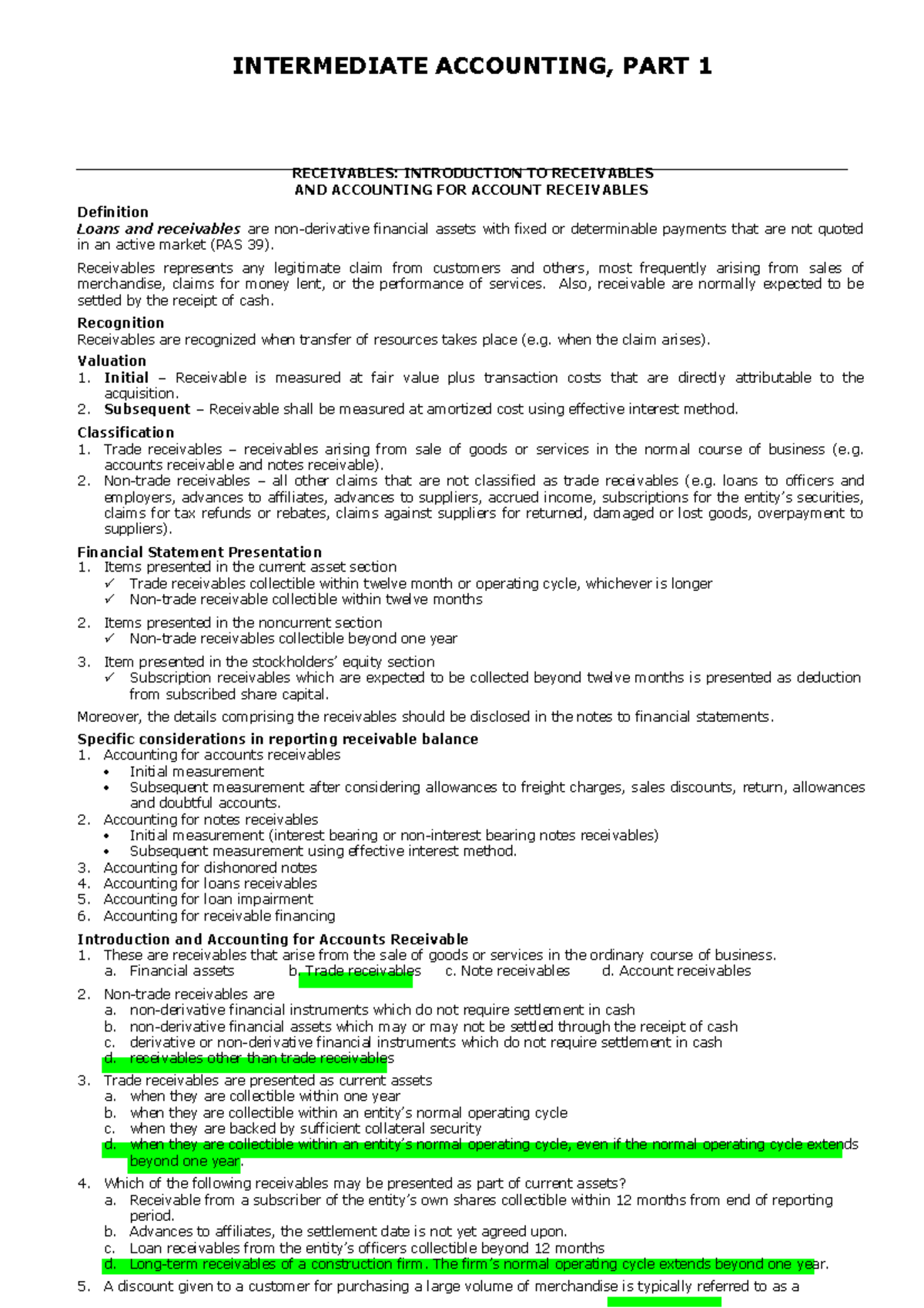 2222222222222222222222 - INTERMEDIATE ACCOUNTING, PART 1 RECEIVABLES ...